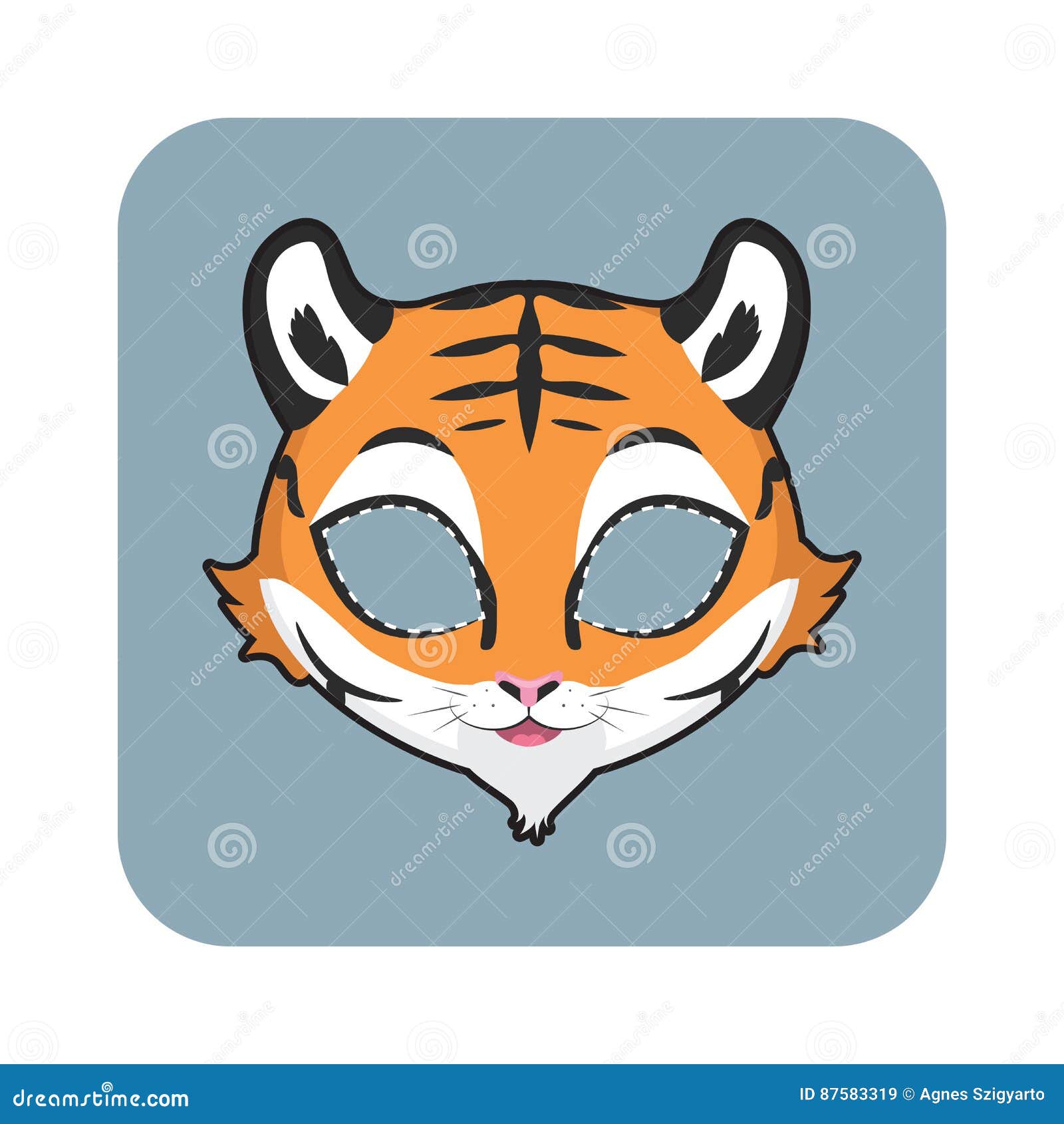 Tiger Mask For Festivities Cartoon Vector | CartoonDealer.com #87583319