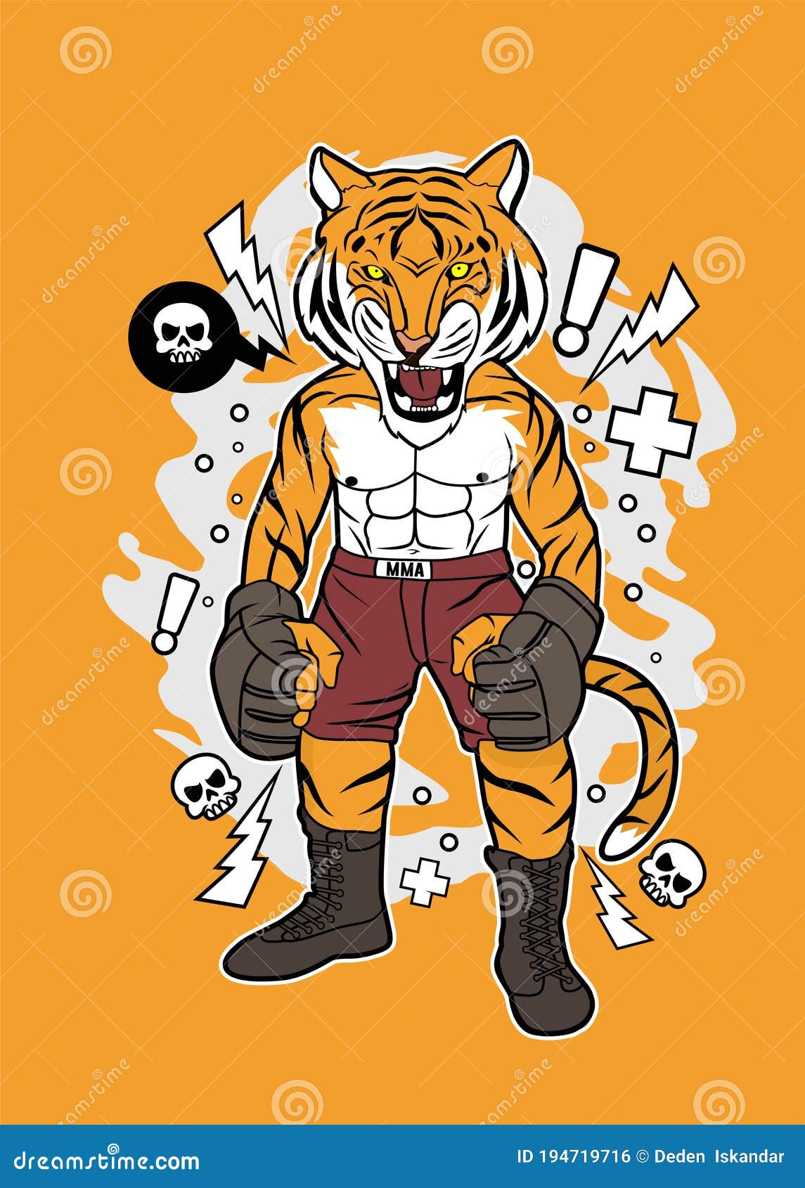 Tiger Character Fighting Cartoon Vector | CartoonDealer.com #46574775