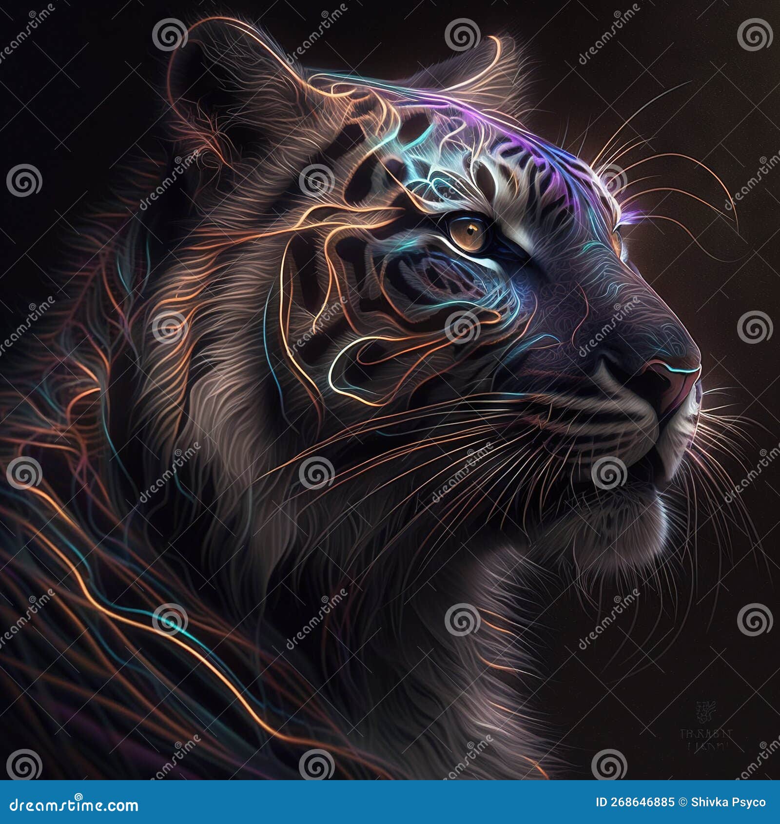 Tiger neon light image stock illustration. Illustration of predator ...