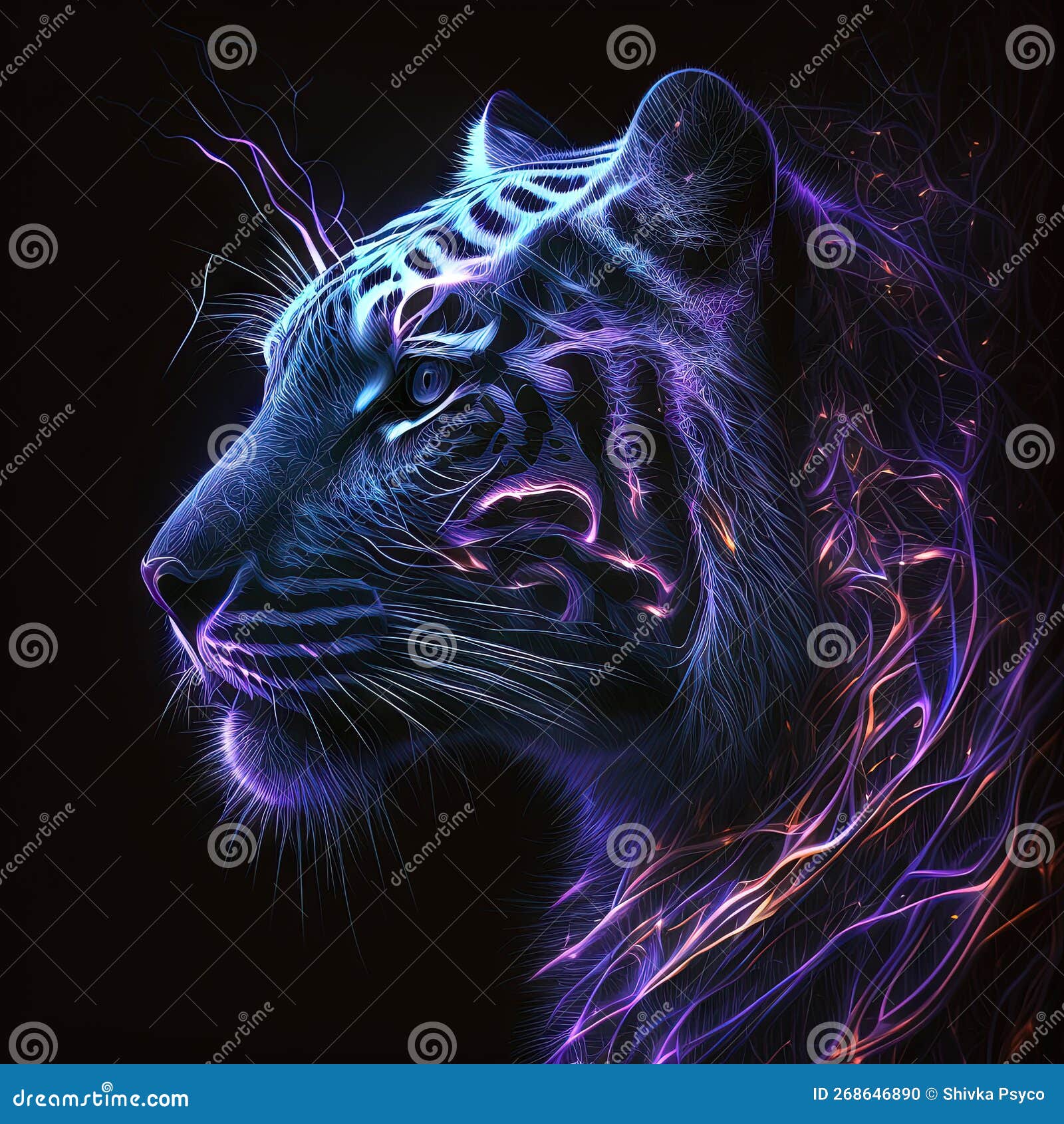 Tiger neon light image stock illustration. Illustration of vector ...