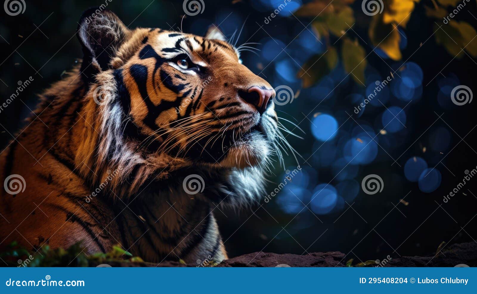 Tiger In The Night With Bloody Background, Ai Generated Royalty-Free ...