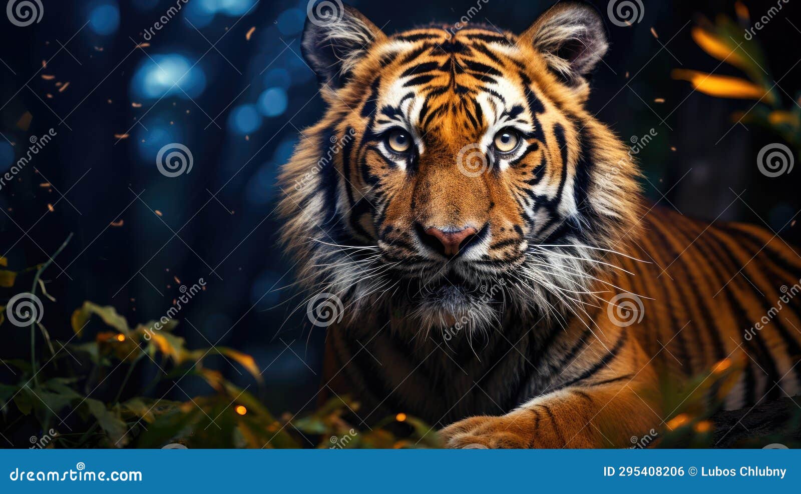 Tiger In The Night With Bloody Background, Ai Generated Royalty-Free ...