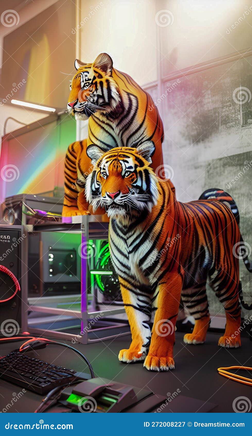 Tiger in the office stock illustration. Illustration of person - 272008227