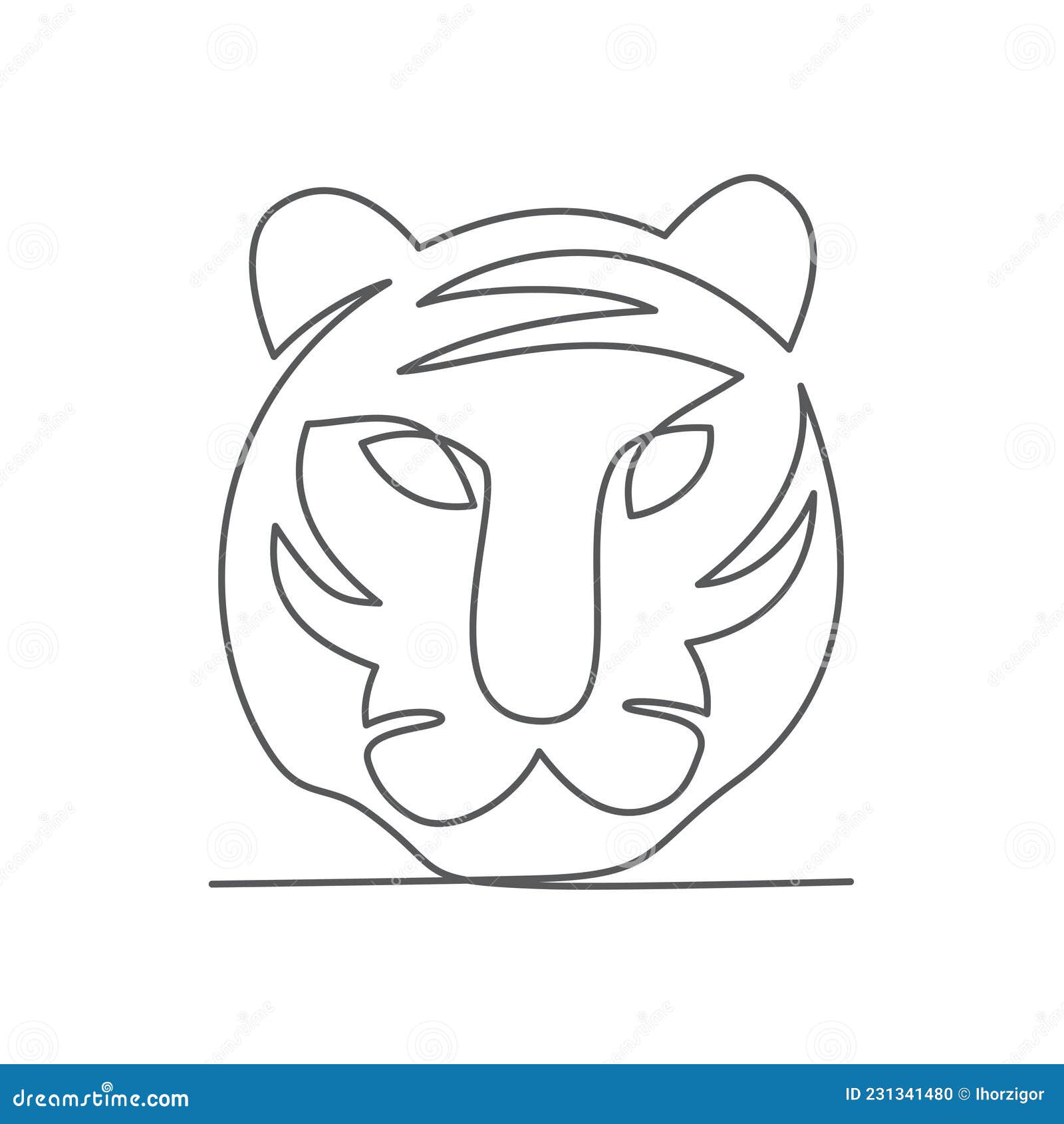 Tiger One Line Drawing on White Stock Vector - Illustration of sketch ...