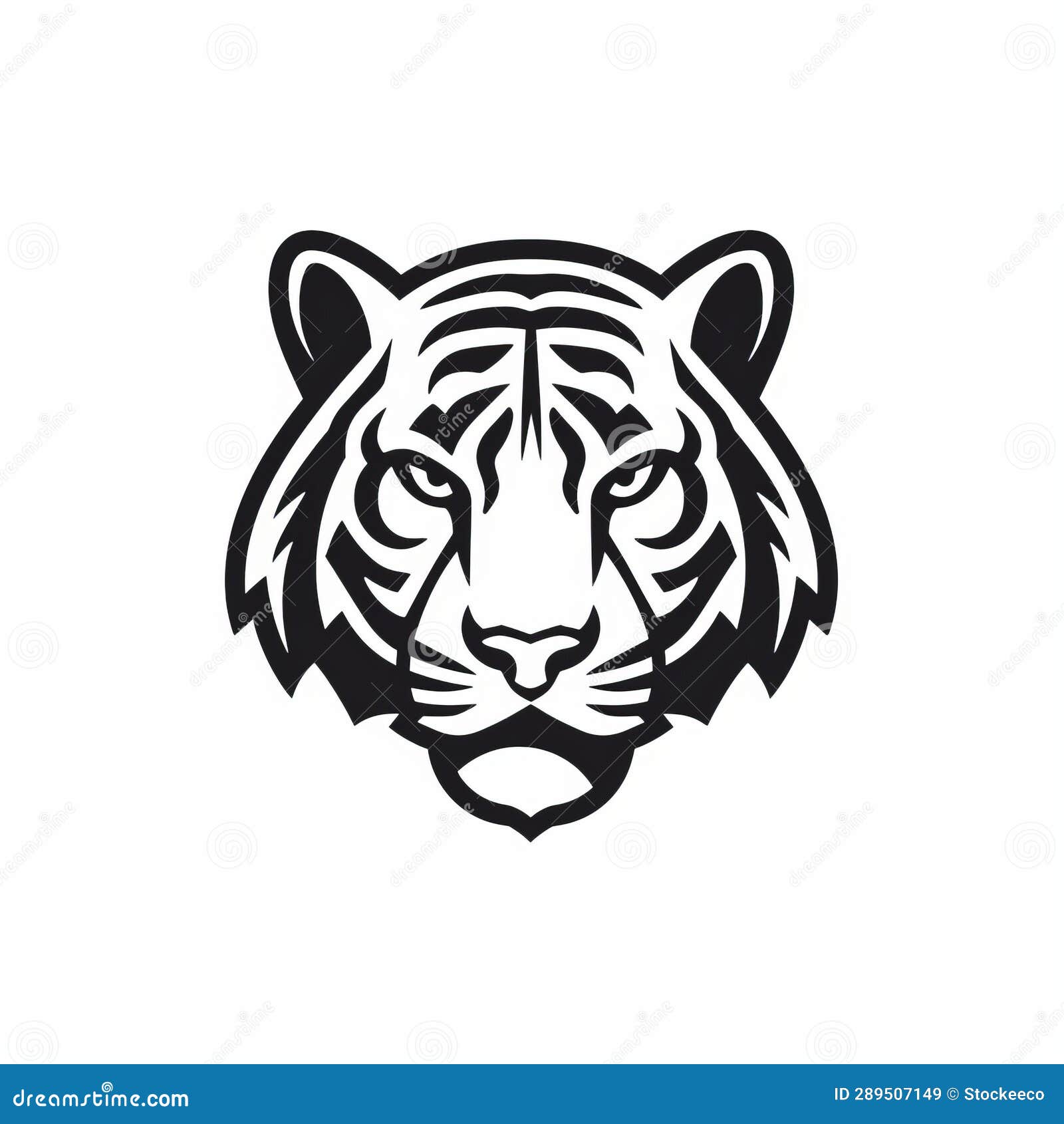 Minimalistic Tiger Head Silhouette: Stenciled Iconography Art Stock ...