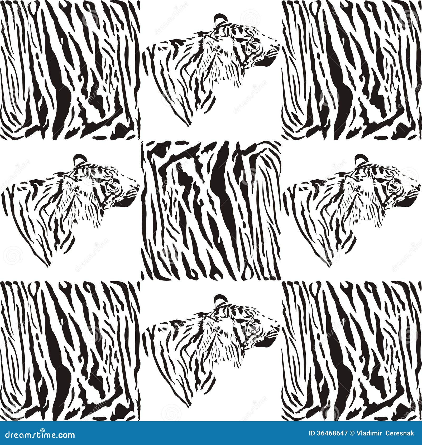Tiger Patterns for Textiles and Wallpaper Stock Vector - Illustration ...