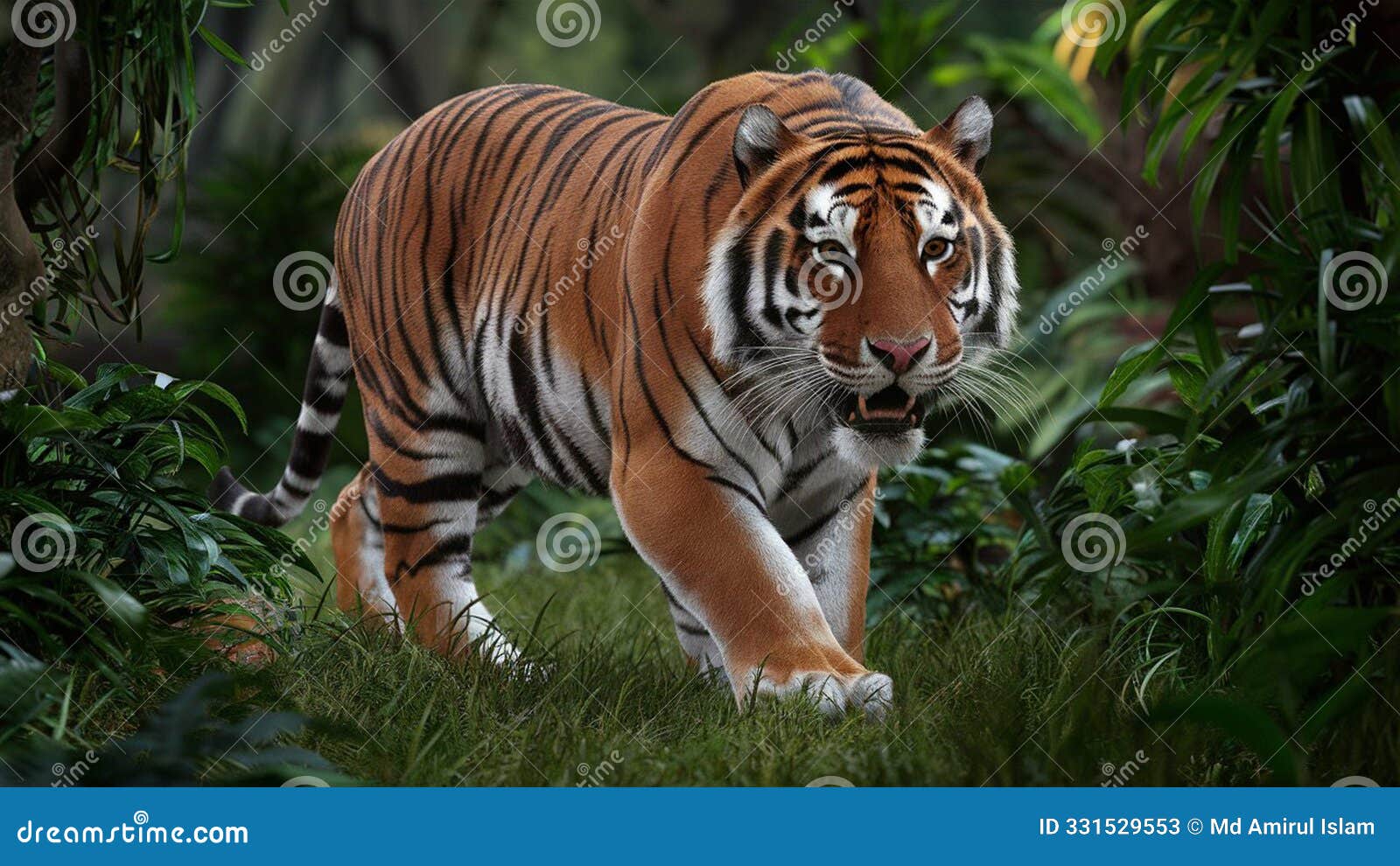 Tiger is Walking and Looking Something Wallpaper Stock Illustration ...