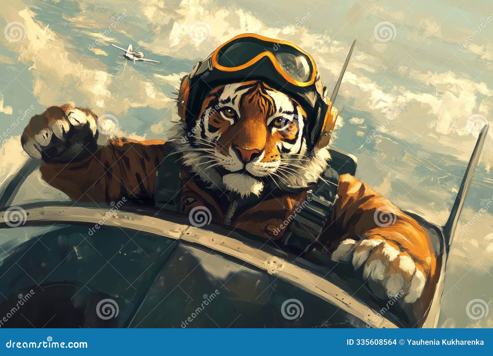 Tiger Pilot Flying Plane stock illustration. Illustration of travel ...