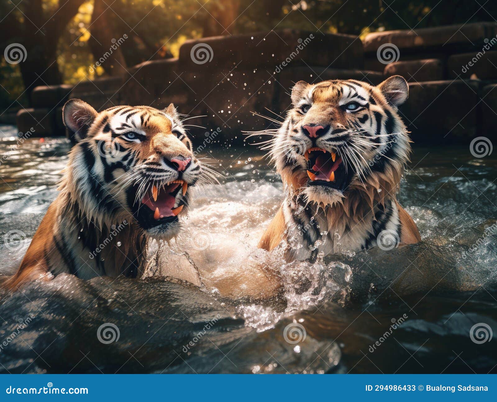 Tiger play stock illustration. Illustration of wildlife - 294986433