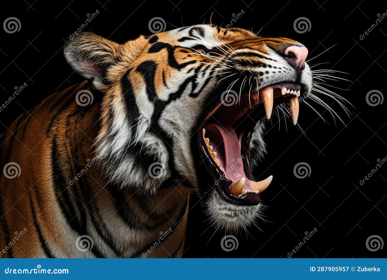 Tiger Portrait on Black stock illustration. Illustration of nature ...