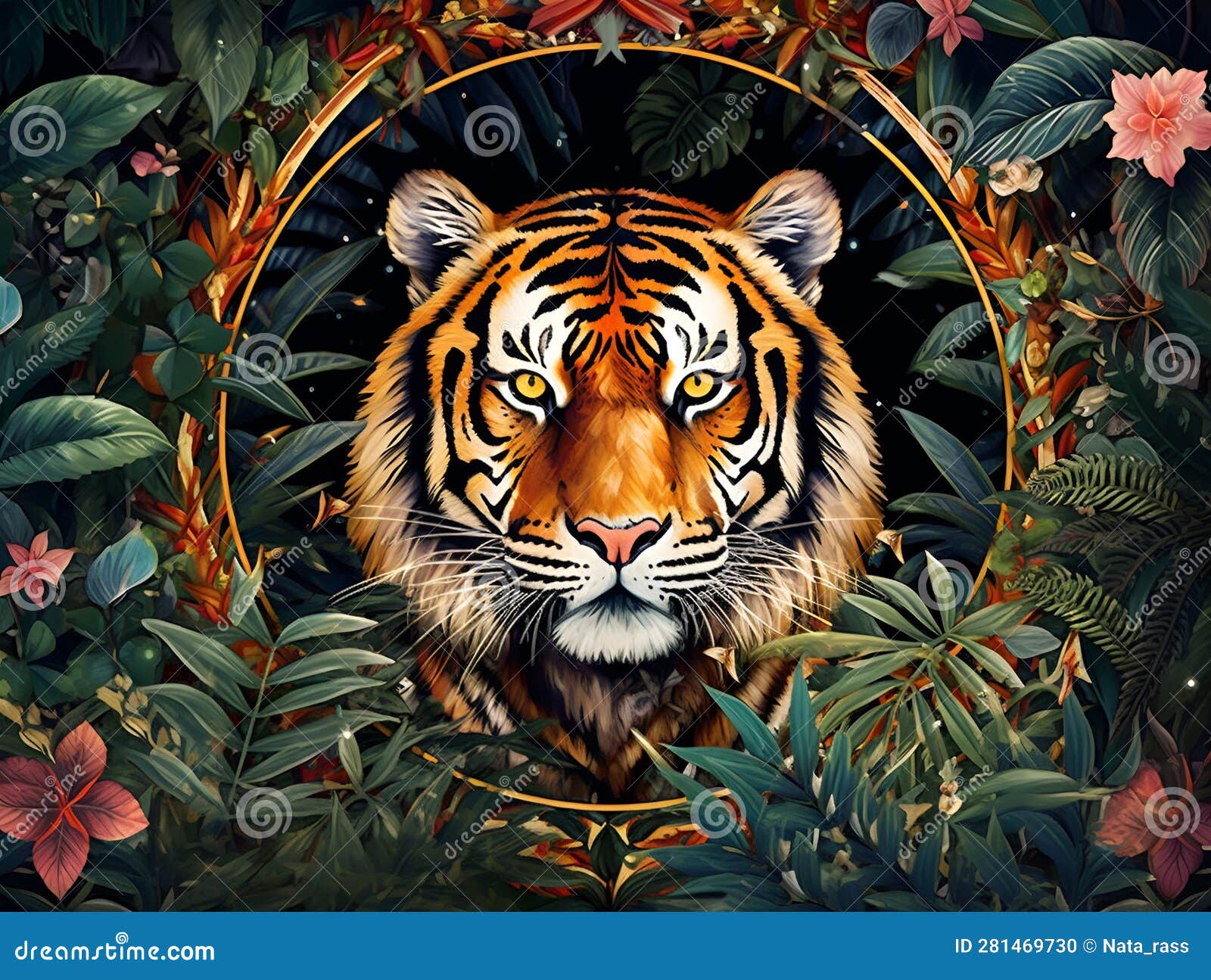 Tiger Portrait. Watercolor Illustration. Hand Drawn Animal On White ...