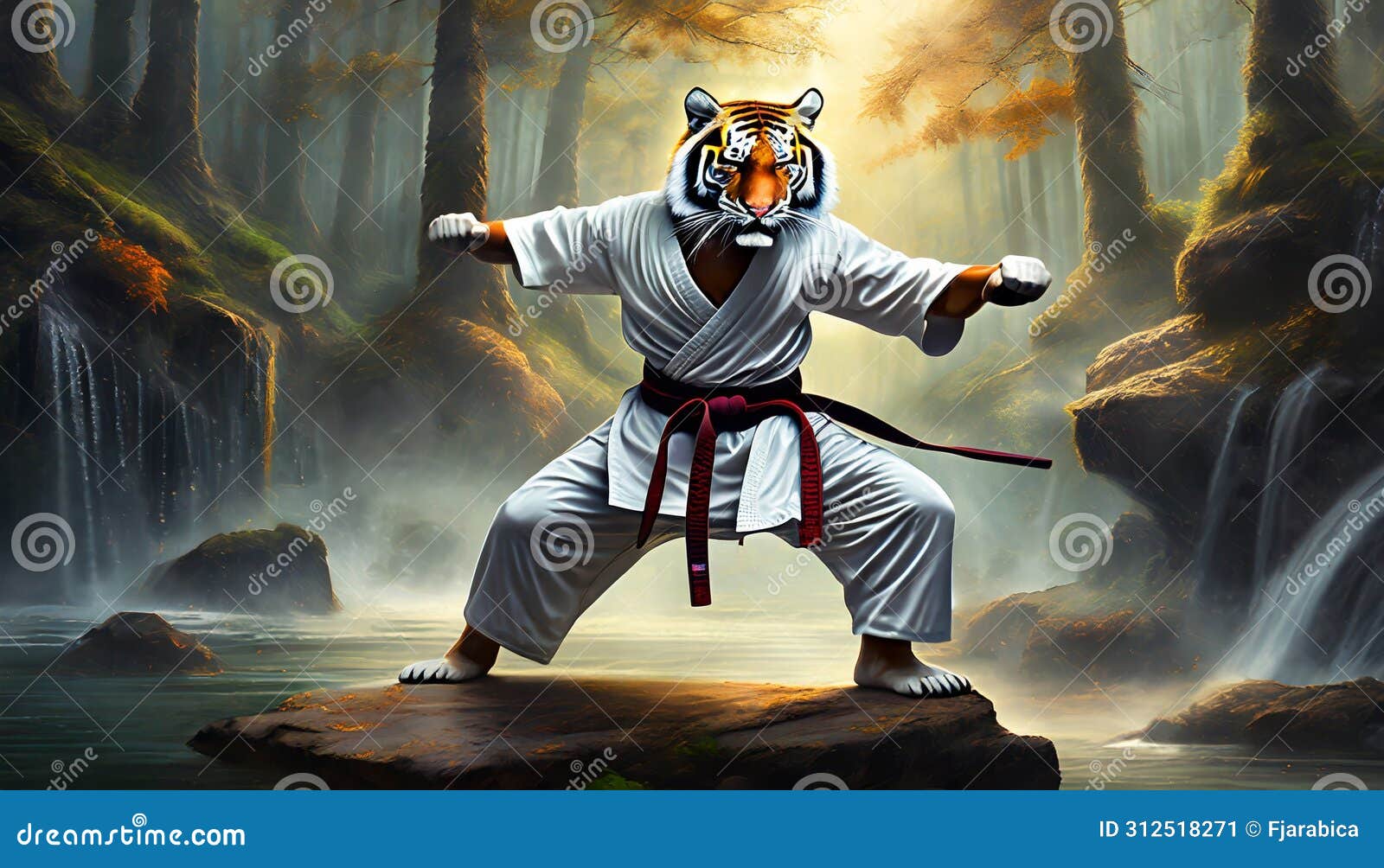 Tiger practices karate stock illustration. Illustration of tiger ...