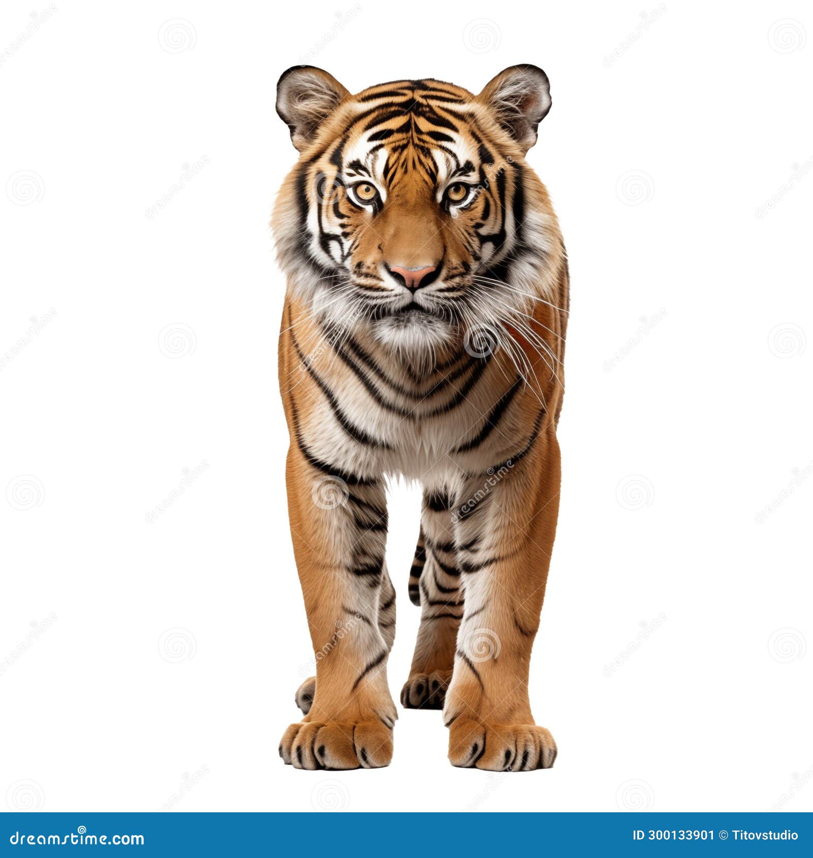 Tiger Prowling, Approaching and Looking at the Camera, Isolated Stock ...
