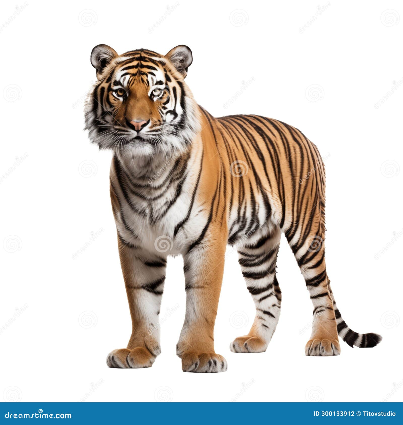 Tiger Prowling, Approaching and Looking at the Camera, Isolated Stock ...