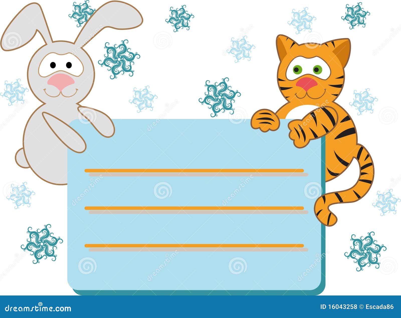 Tiger and rabbit stock vector. Illustration of placard - 16043258