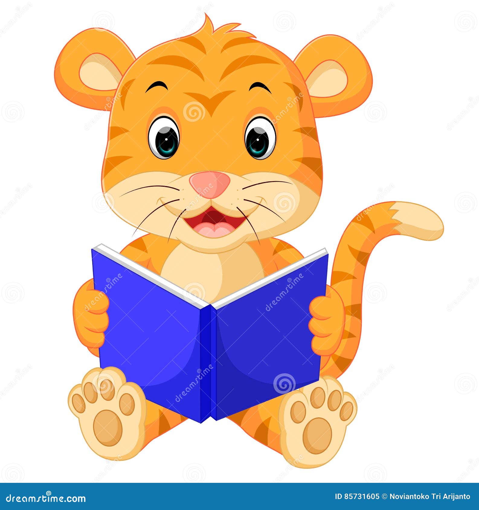 Tiger reading book stock vector. Illustration of stripe - 85731605
