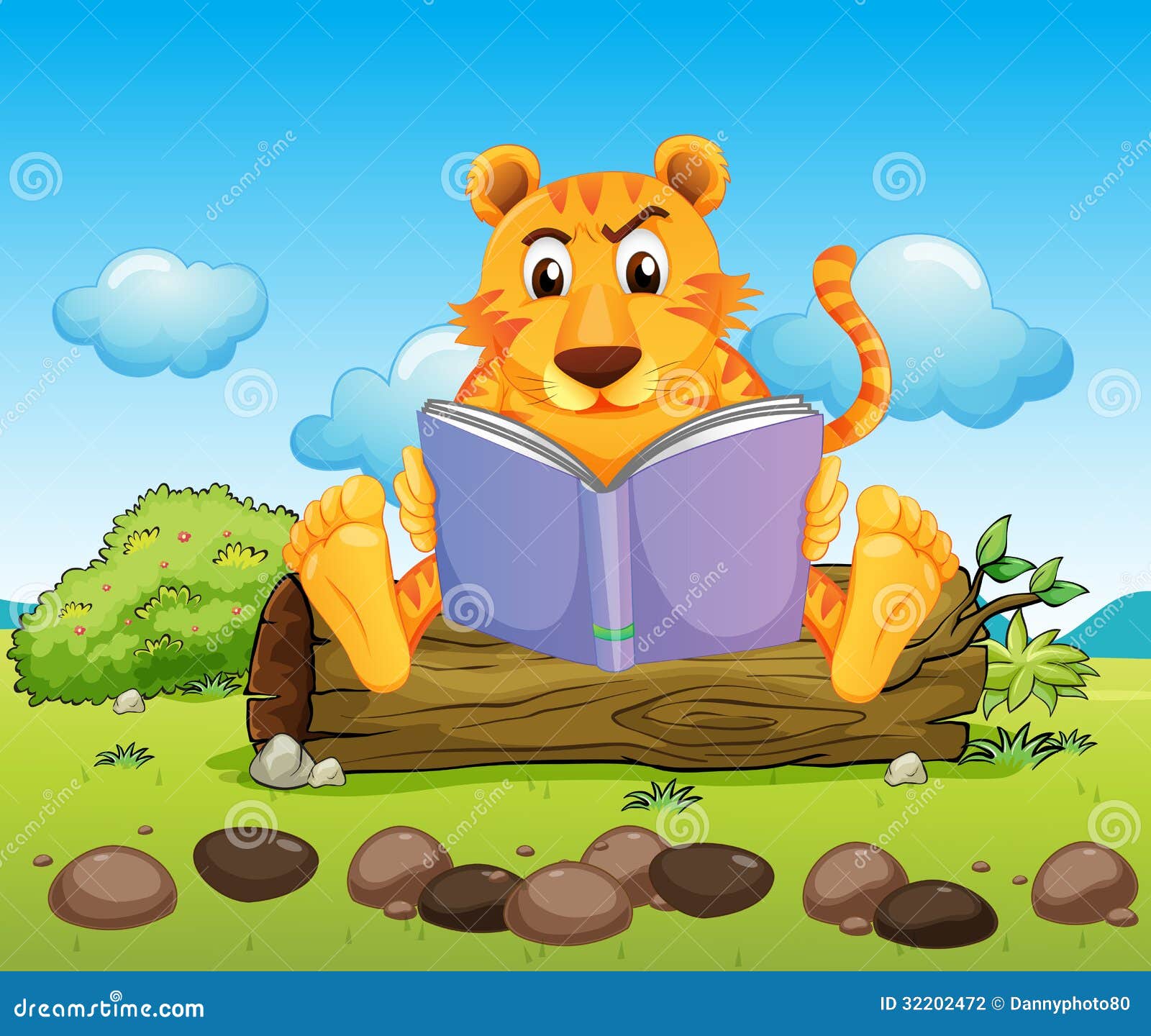 A Tiger Reading a Book Seriously Stock Vector - Illustration of story ...