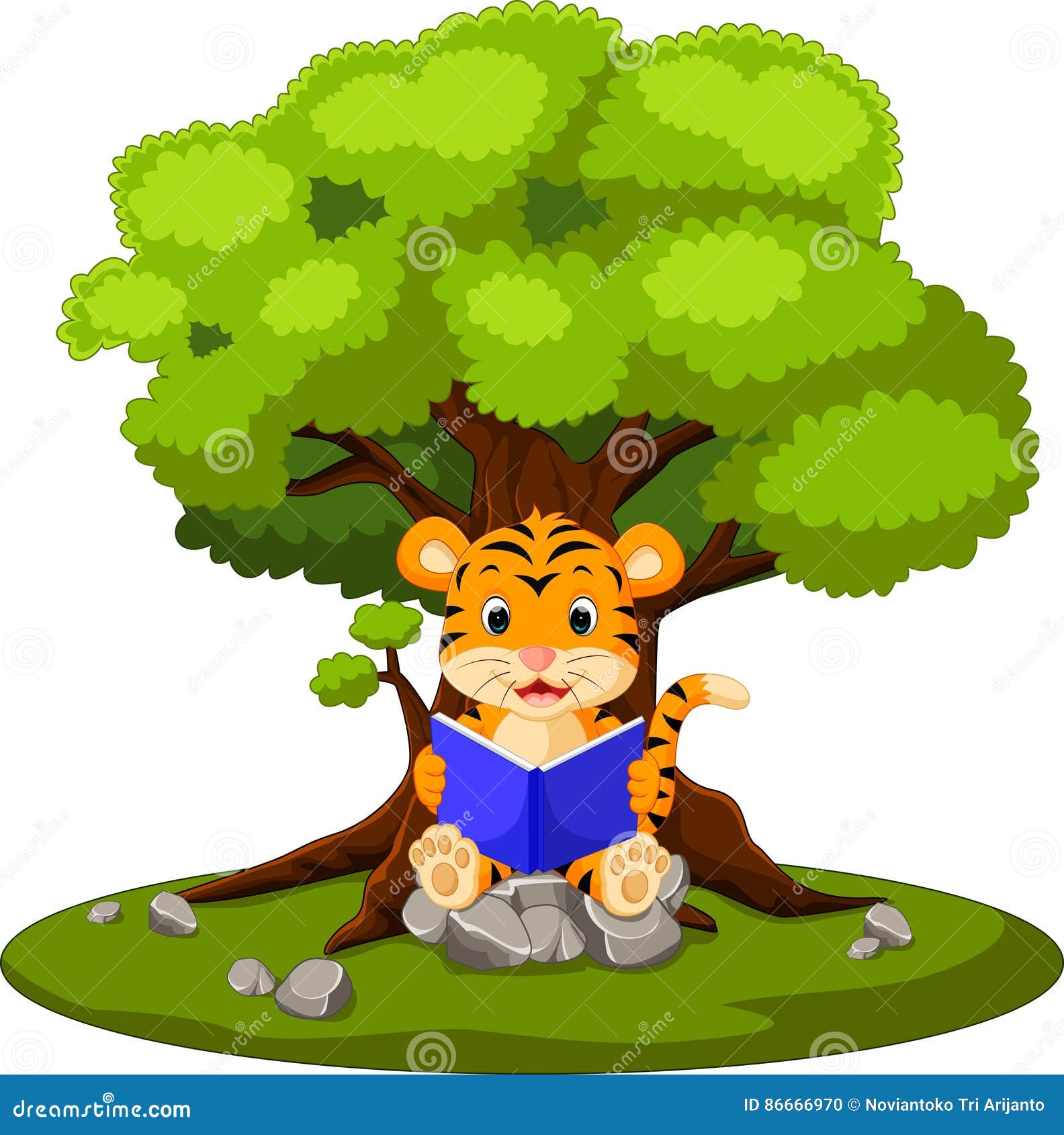 Tiger reading book stock vector. Illustration of garden - 86666970