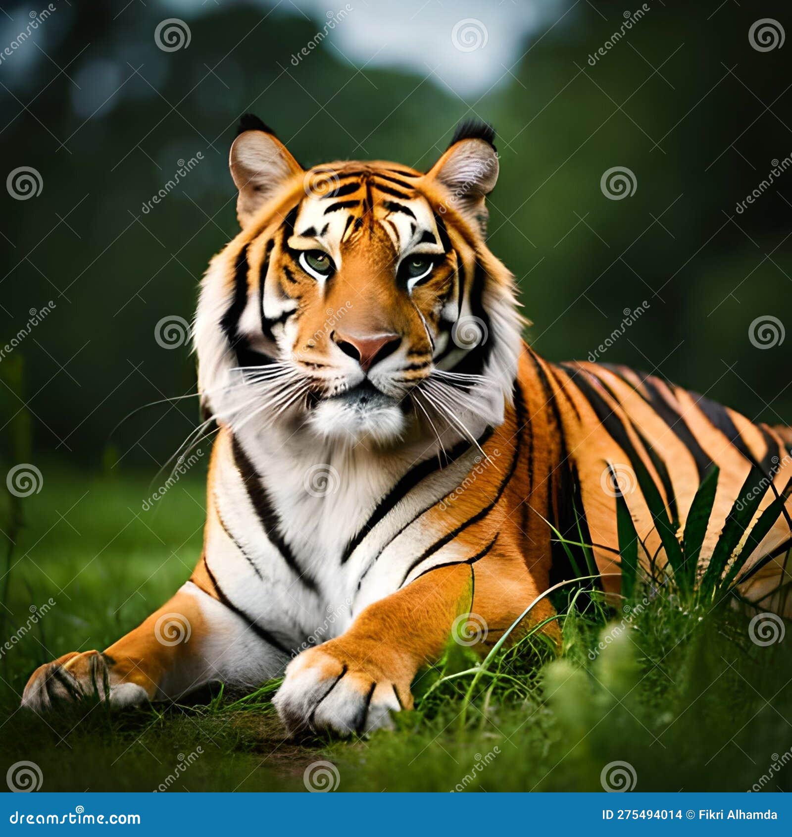 Tiger Realistic Digital Art Posing on Camera Stock Illustration ...