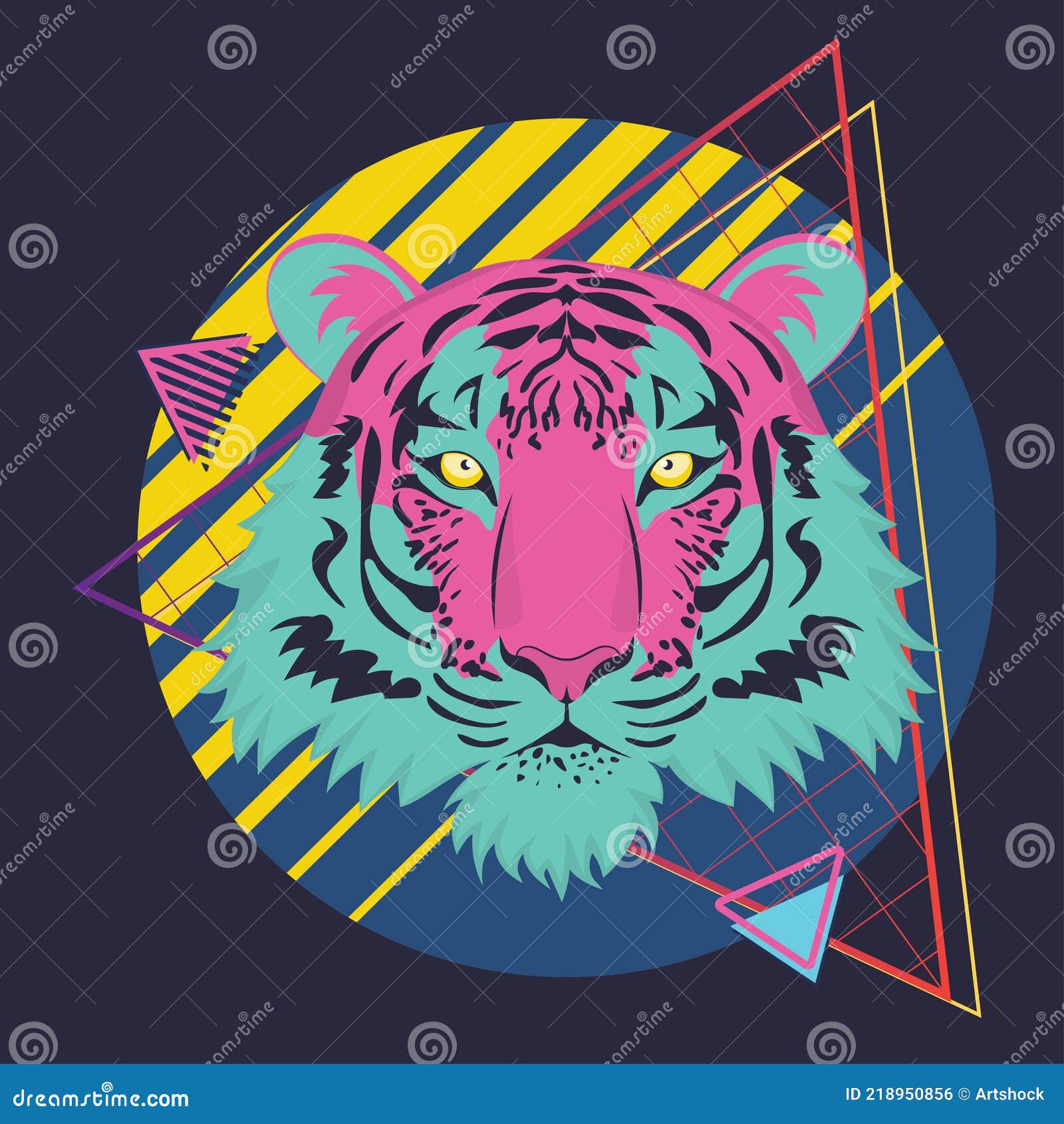 Tiger retro 80s style stock vector. Illustration of tiger - 218950856