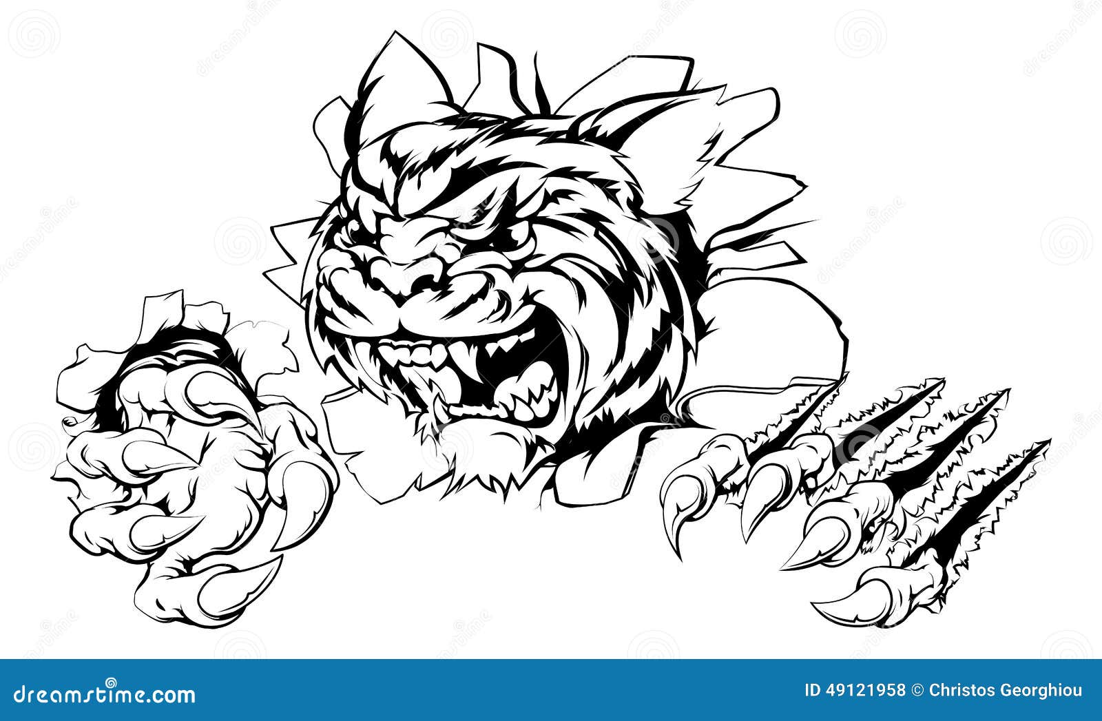 Tiger Ripping Through Background Vector Illustration | CartoonDealer ...