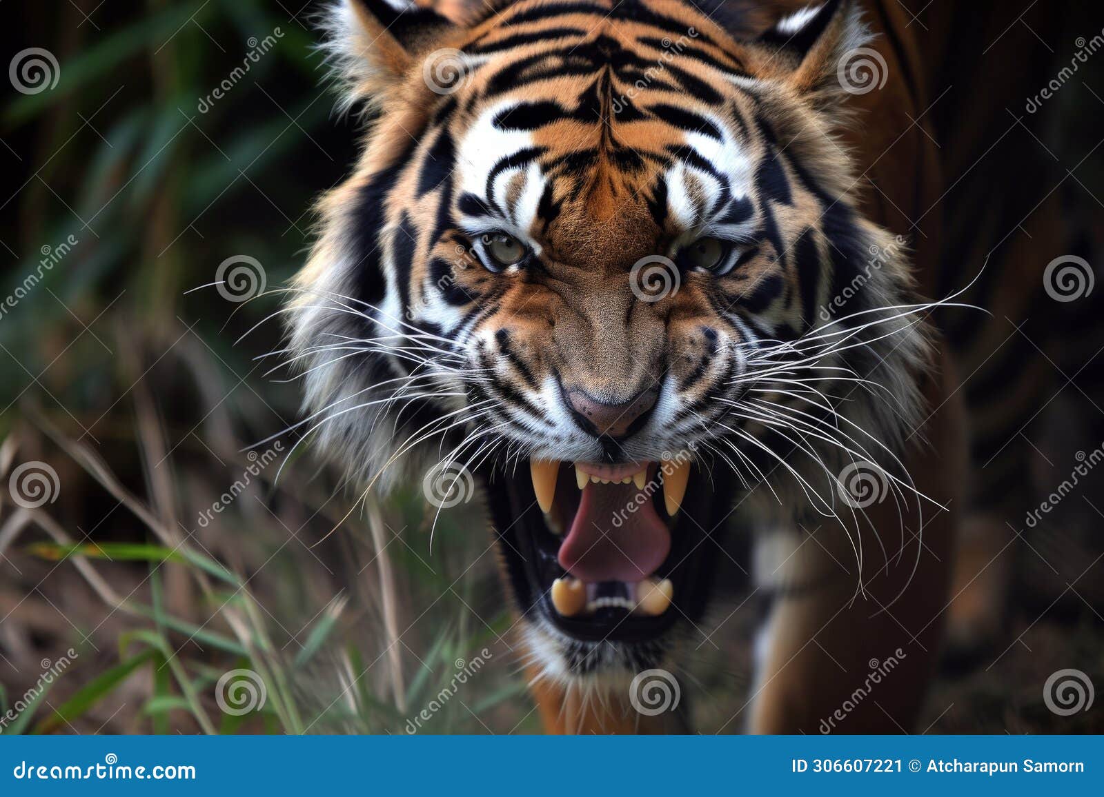 Tiger Roar, Angry Tiger, Close Up Portrait of an Angry Tiger Stock ...