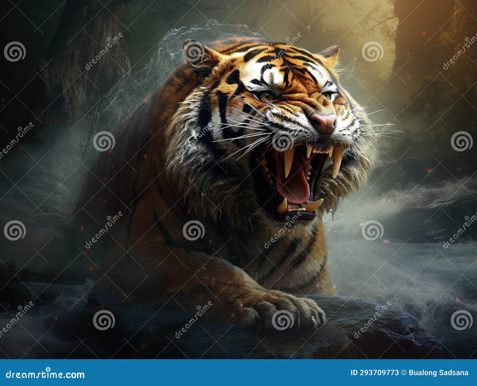 Tiger Roar Drawing Stock Image | CartoonDealer.com #52653013