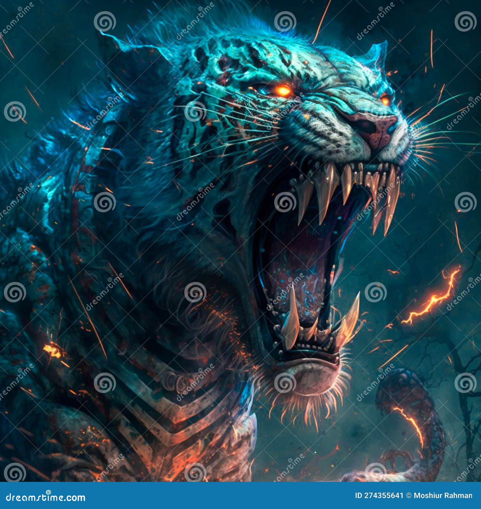Tiger Roaring Genarative Ai Stock Illustration - Illustration of ...