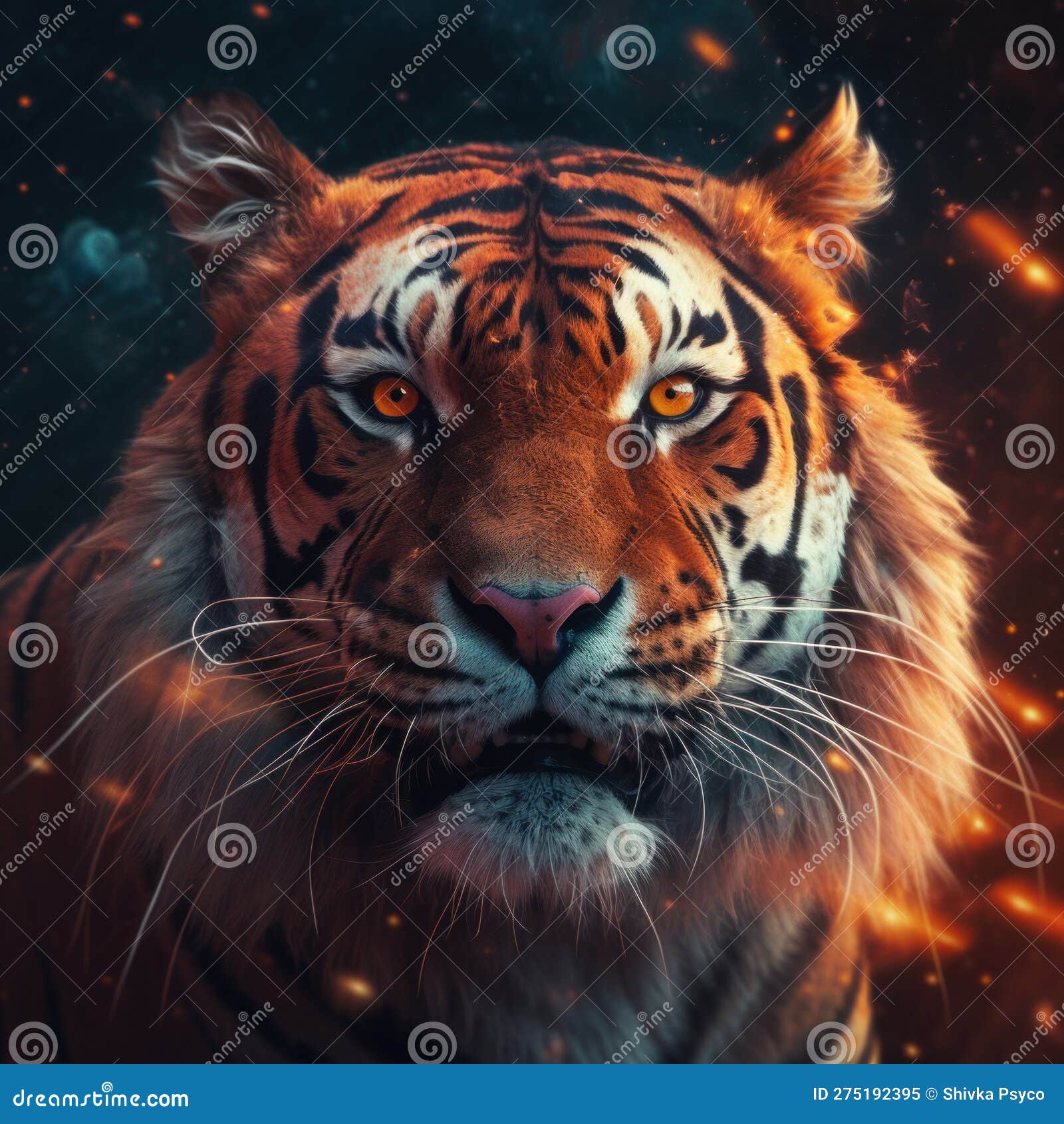 Tiger Is Roaring Scary Image On Glitter Background Generative AI ...