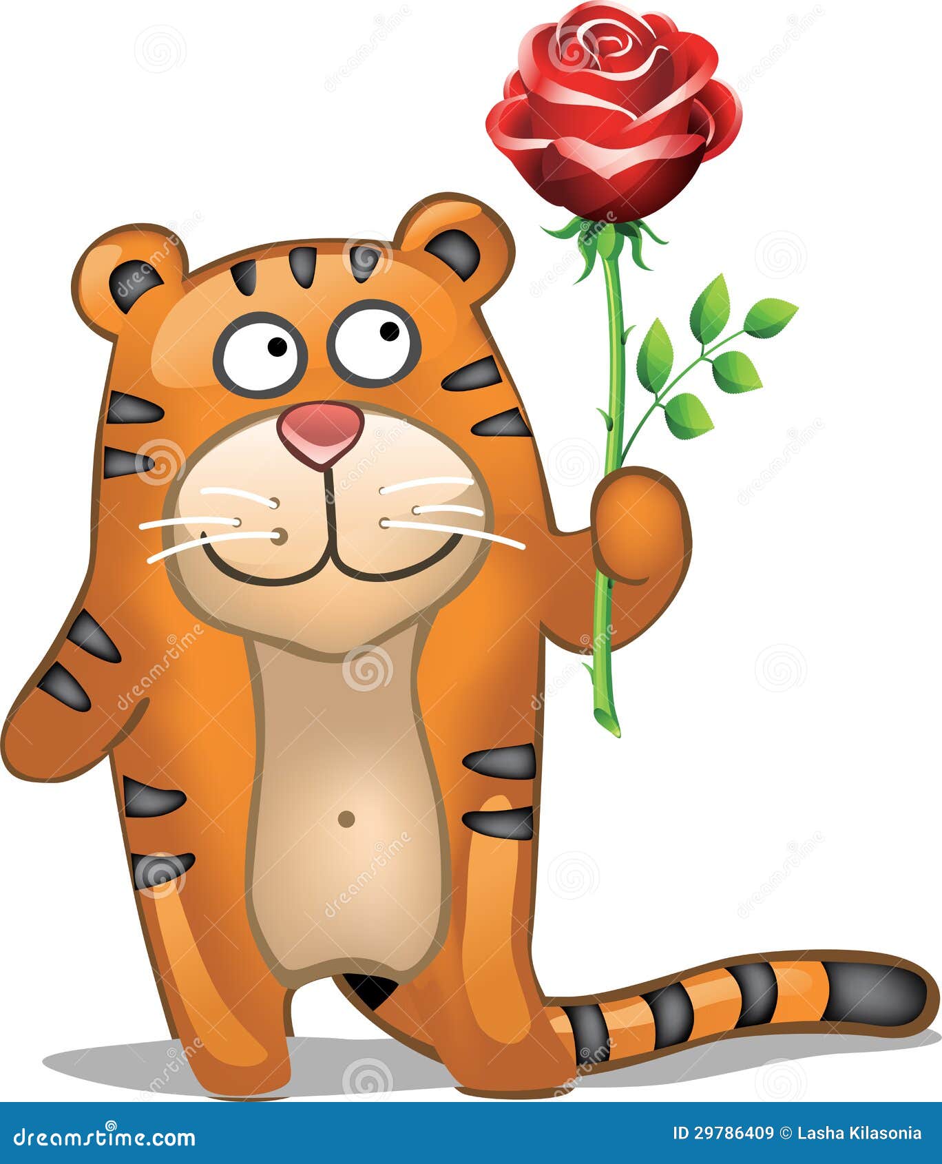Tiger with rose stock illustration. Illustration of holiday - 29786409
