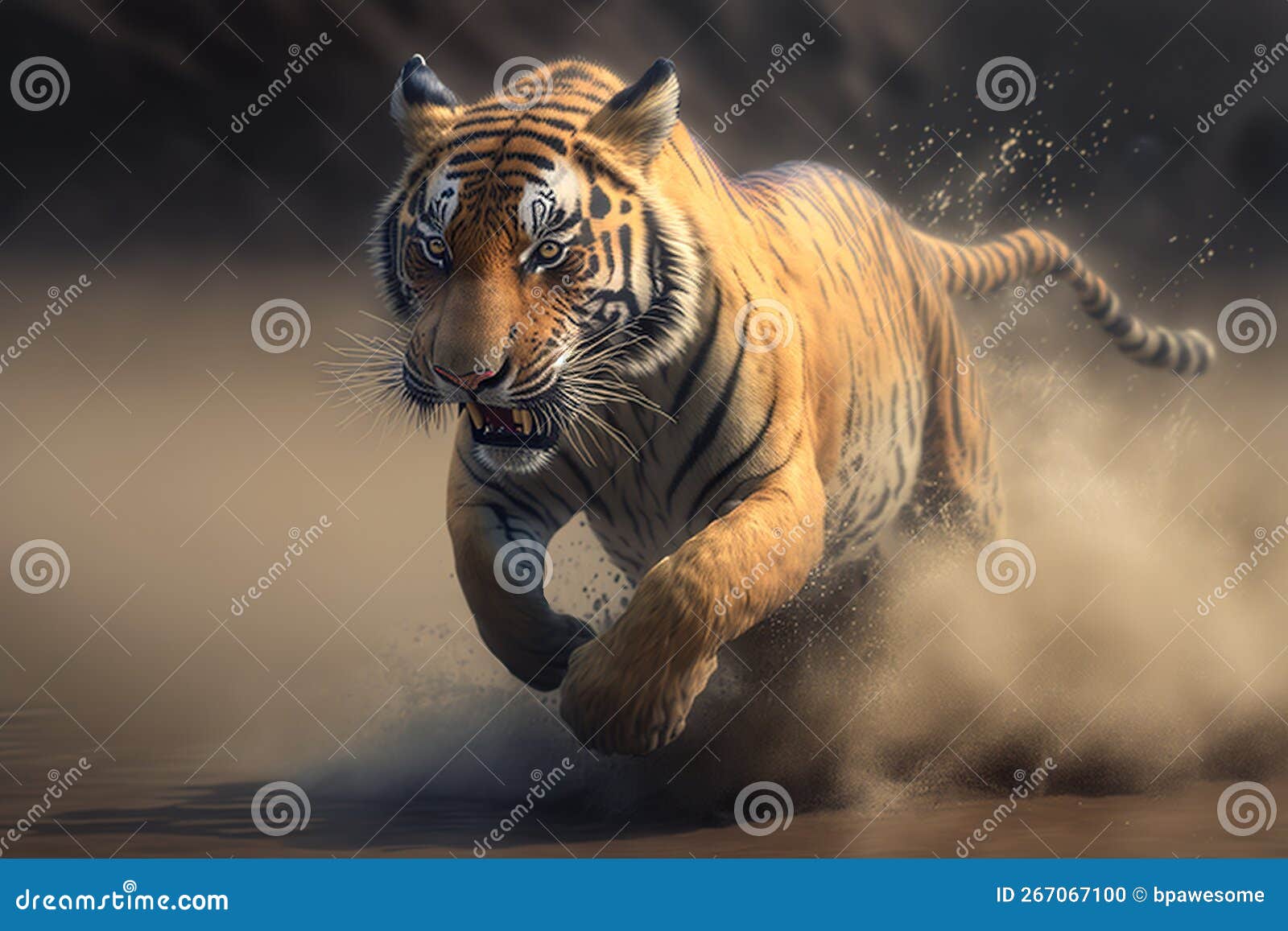 Tiger Running, Aggressive, Hunting and Attacking, Predator, Generative ...