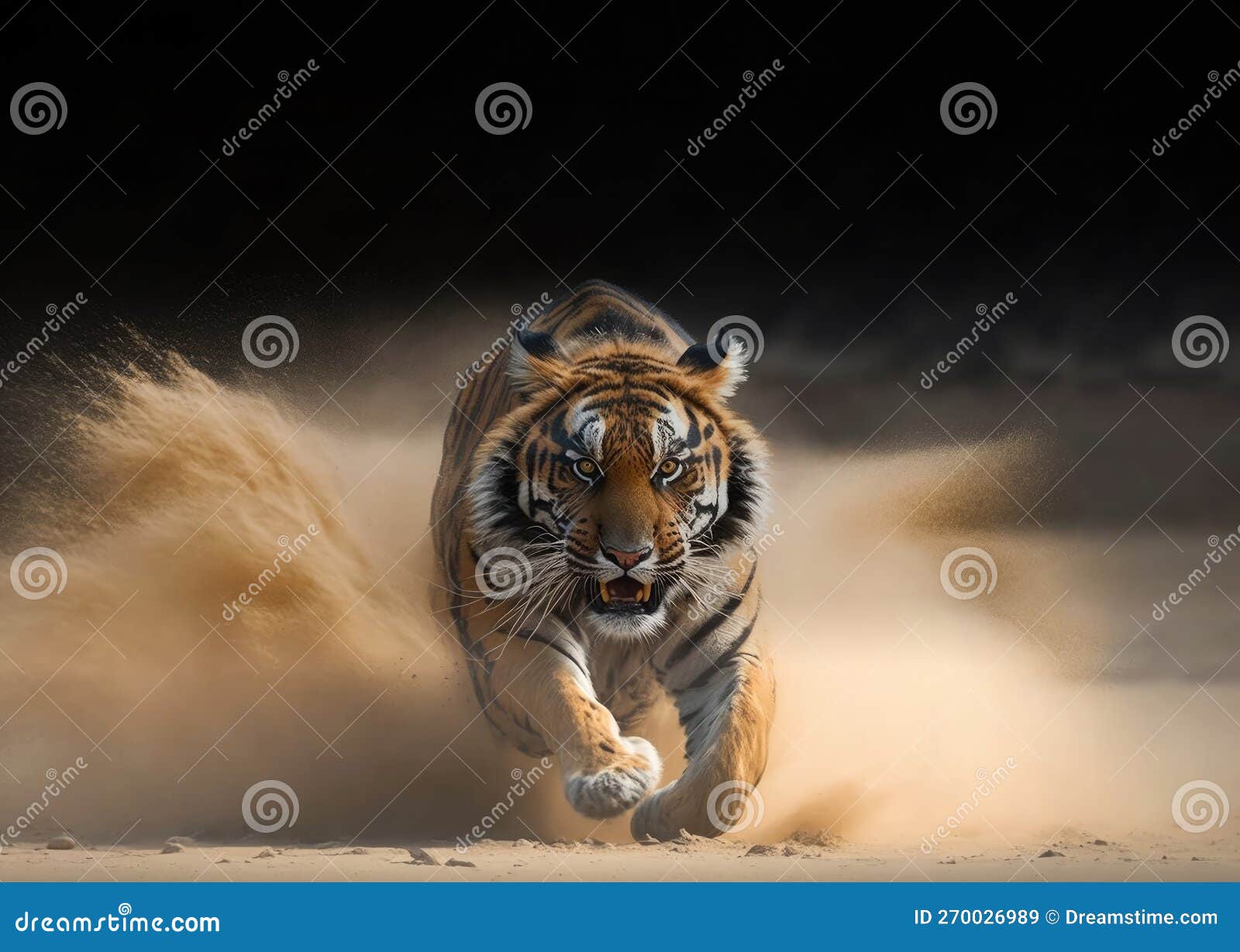 Tiger On The Move. Foreground. Back View. Side View. View From Above ...