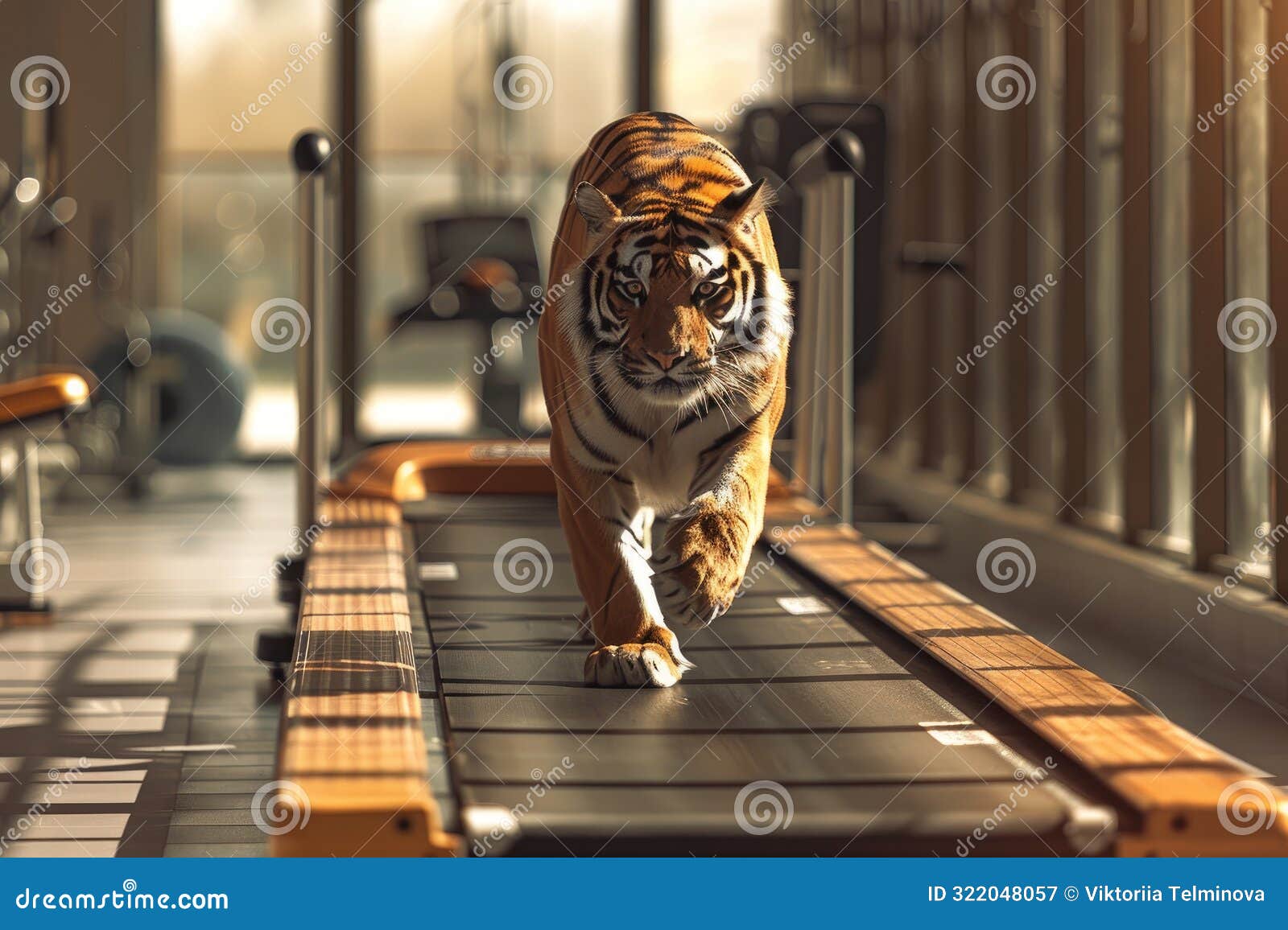 Tiger is Running on a Treadmill in the Gym Stock Image - Image of ...