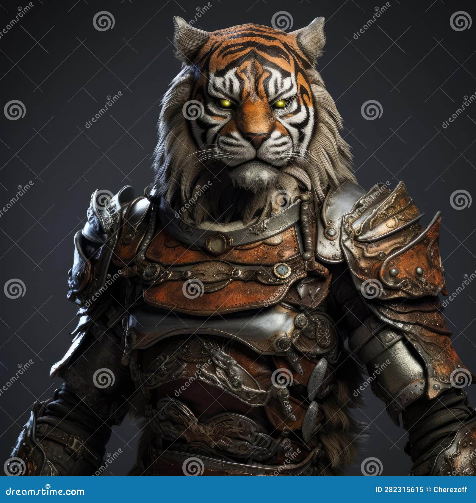 Tiger in samurai armor stock illustration. Illustration of animal ...