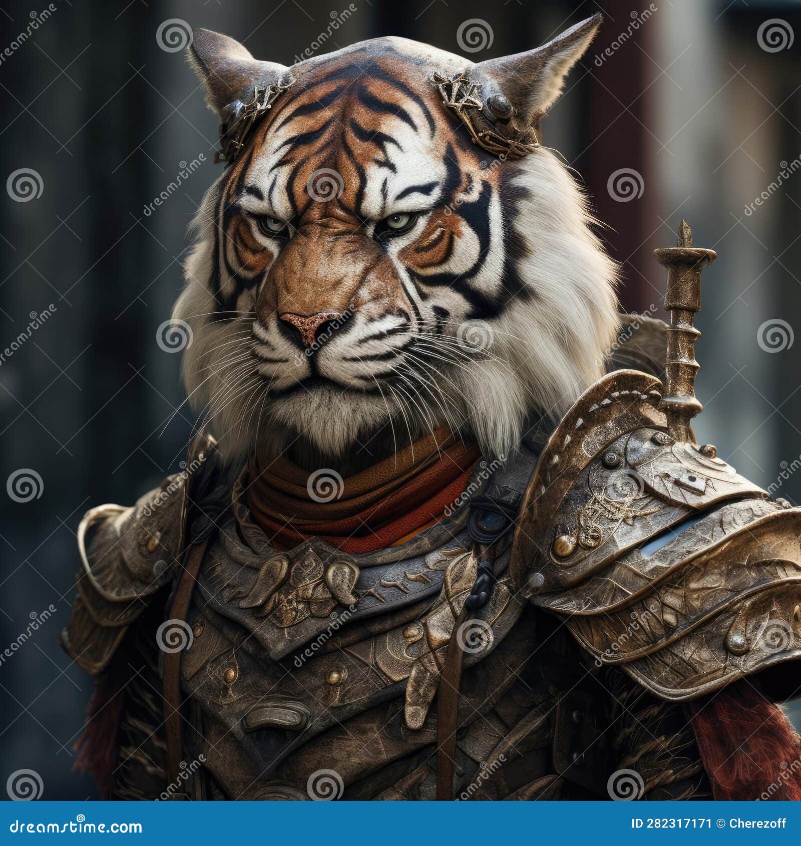 Tiger in samurai armor stock illustration. Illustration of predator ...