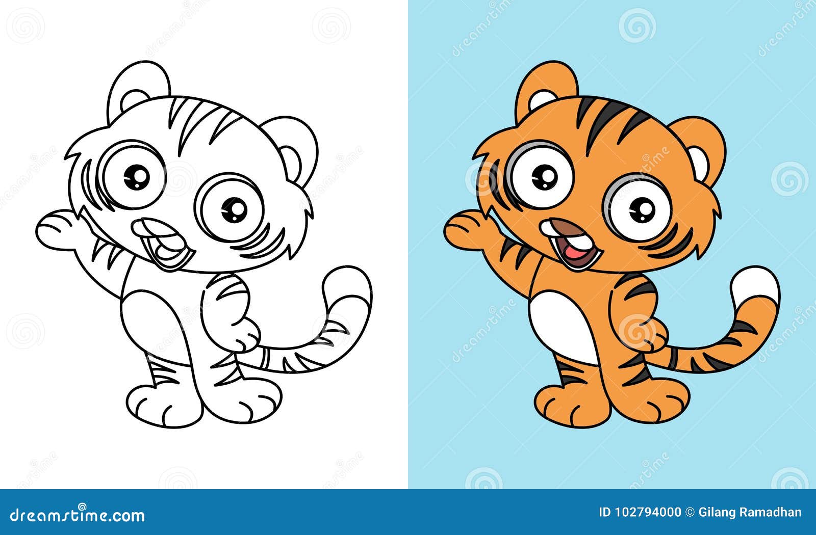 Tiger Say Hello Vector Cartoon Lindo Ilustración del Vector ...