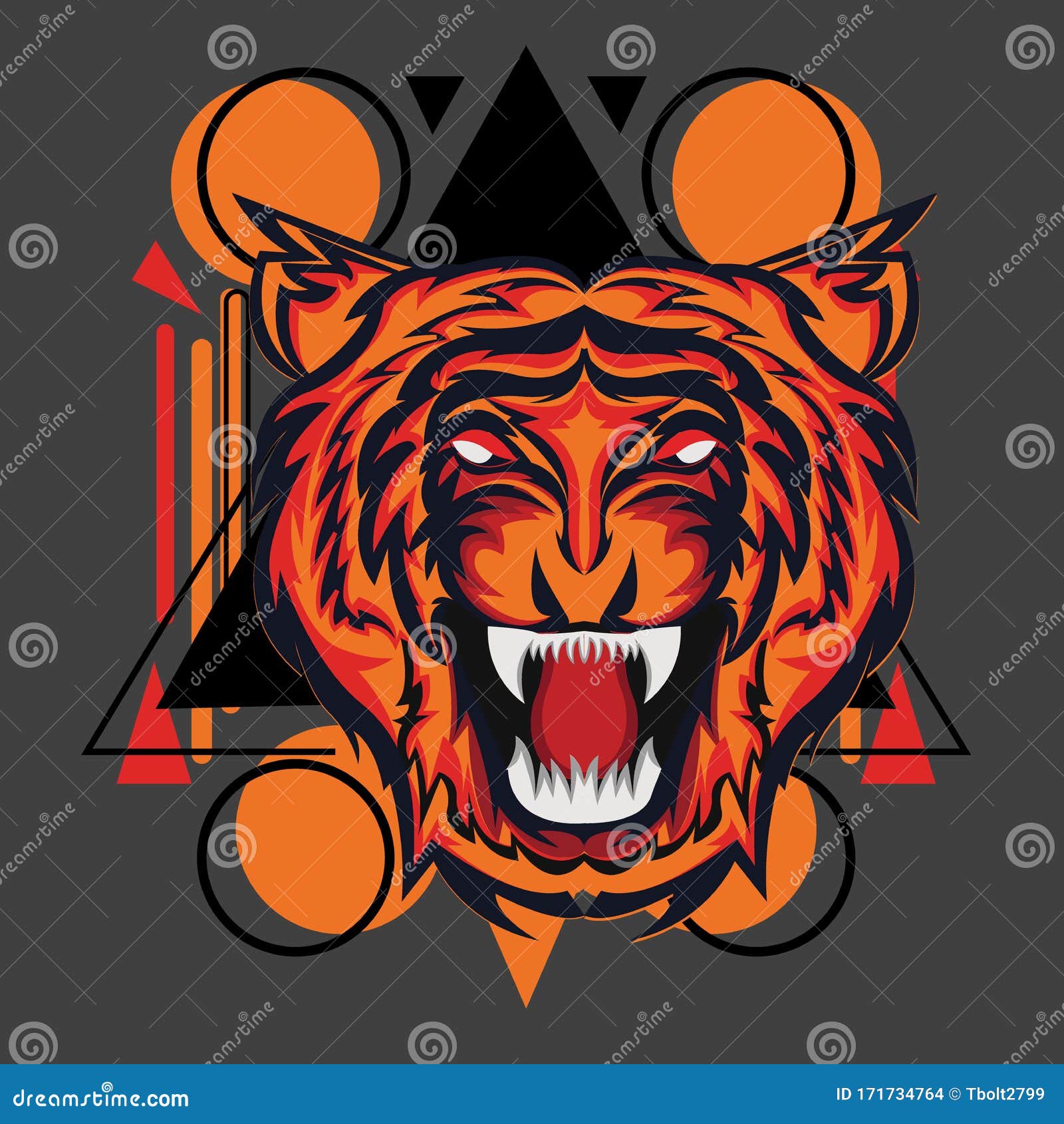 Tiger Scared Geometry stock illustration. Illustration of element ...