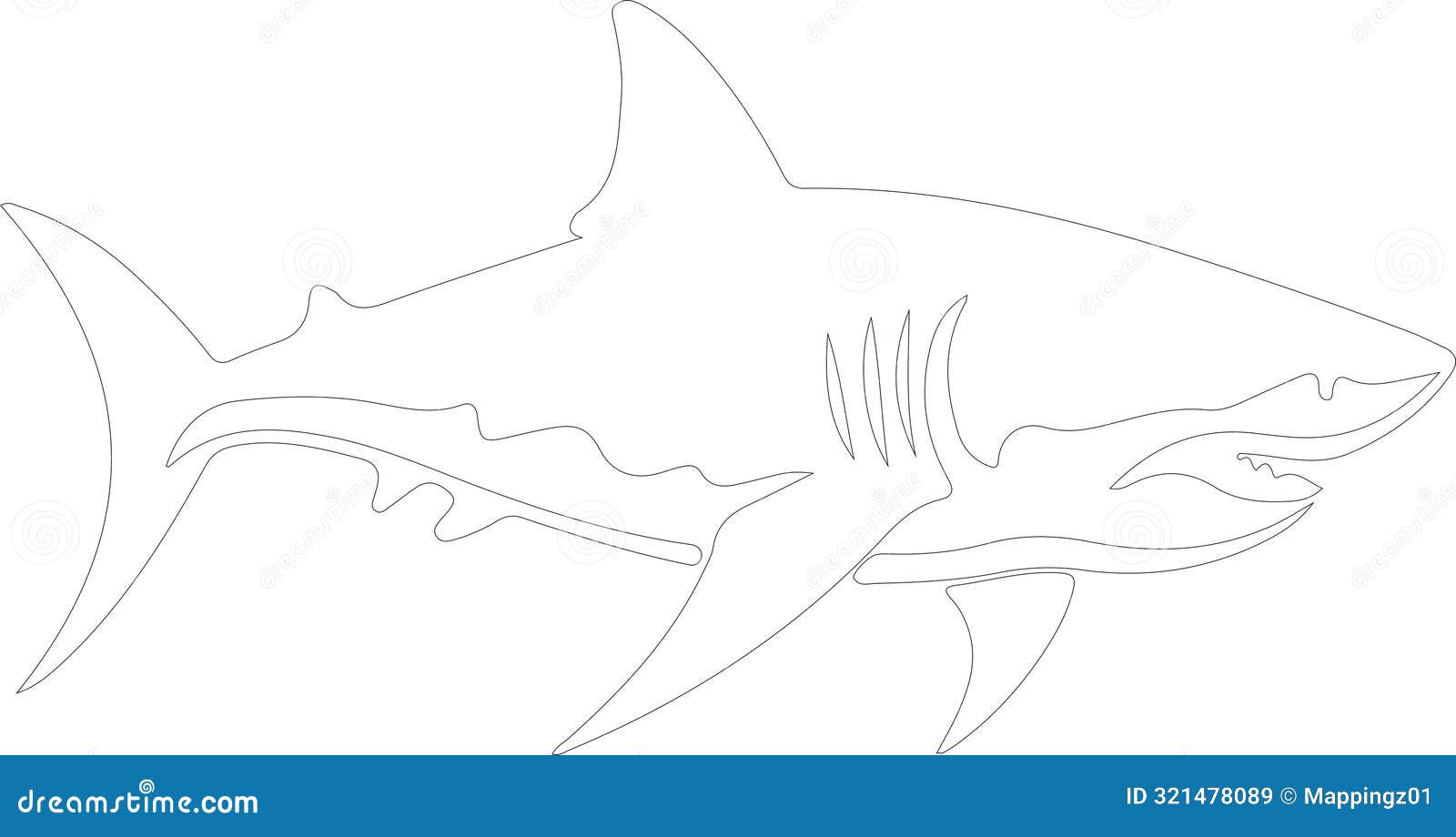 Tiger Shark Outline Silhouette Generative Ai Stock Vector ...