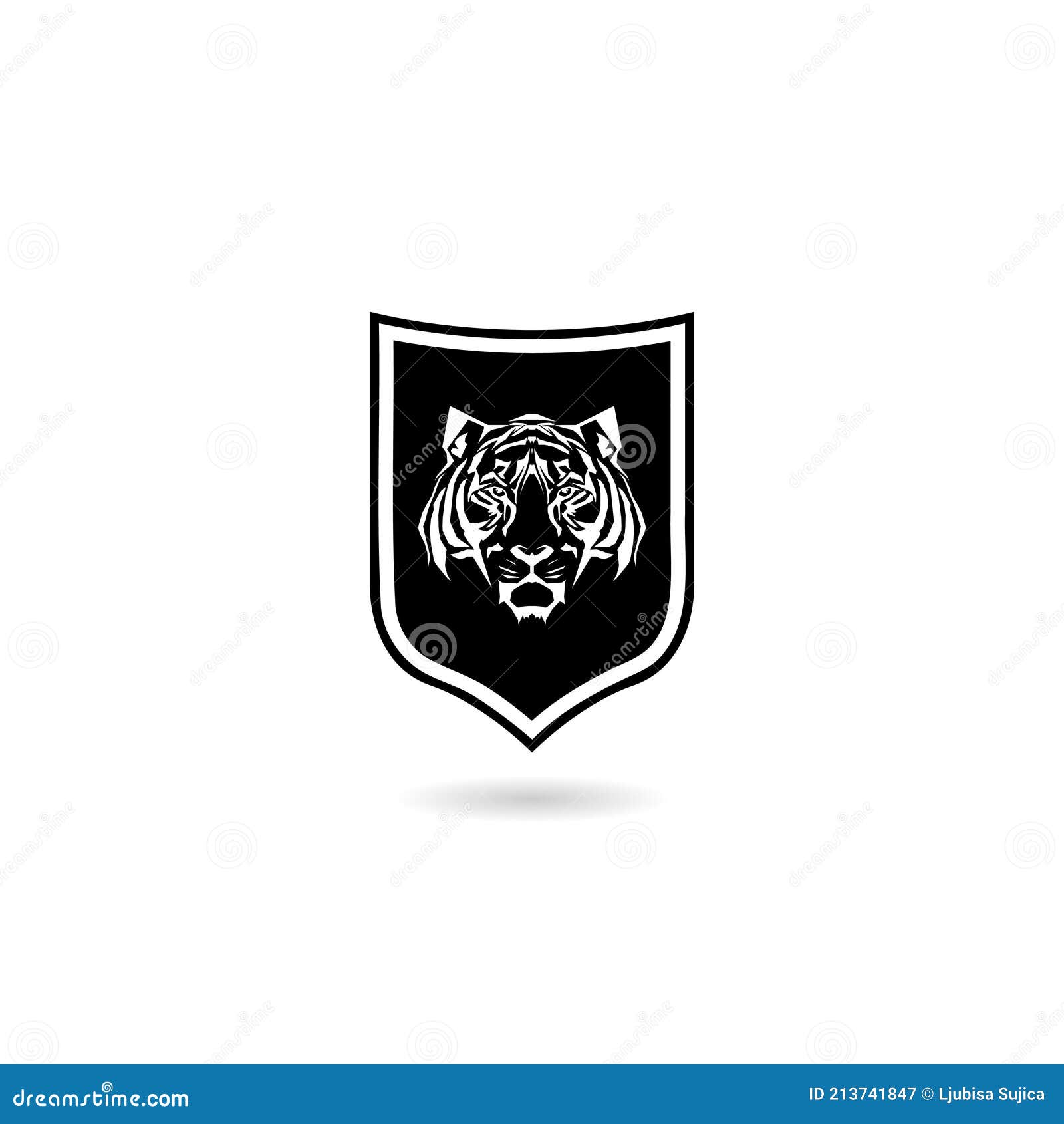 Tiger in Shield Icon with Shadow Stock Vector - Illustration of ...