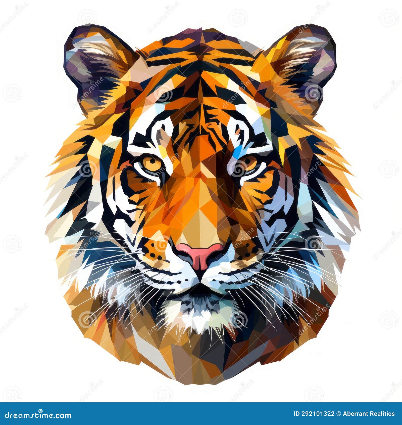 A Tiger Is Shown In A Low Poly Style, AI. Paper Crafted Origami Royalty ...