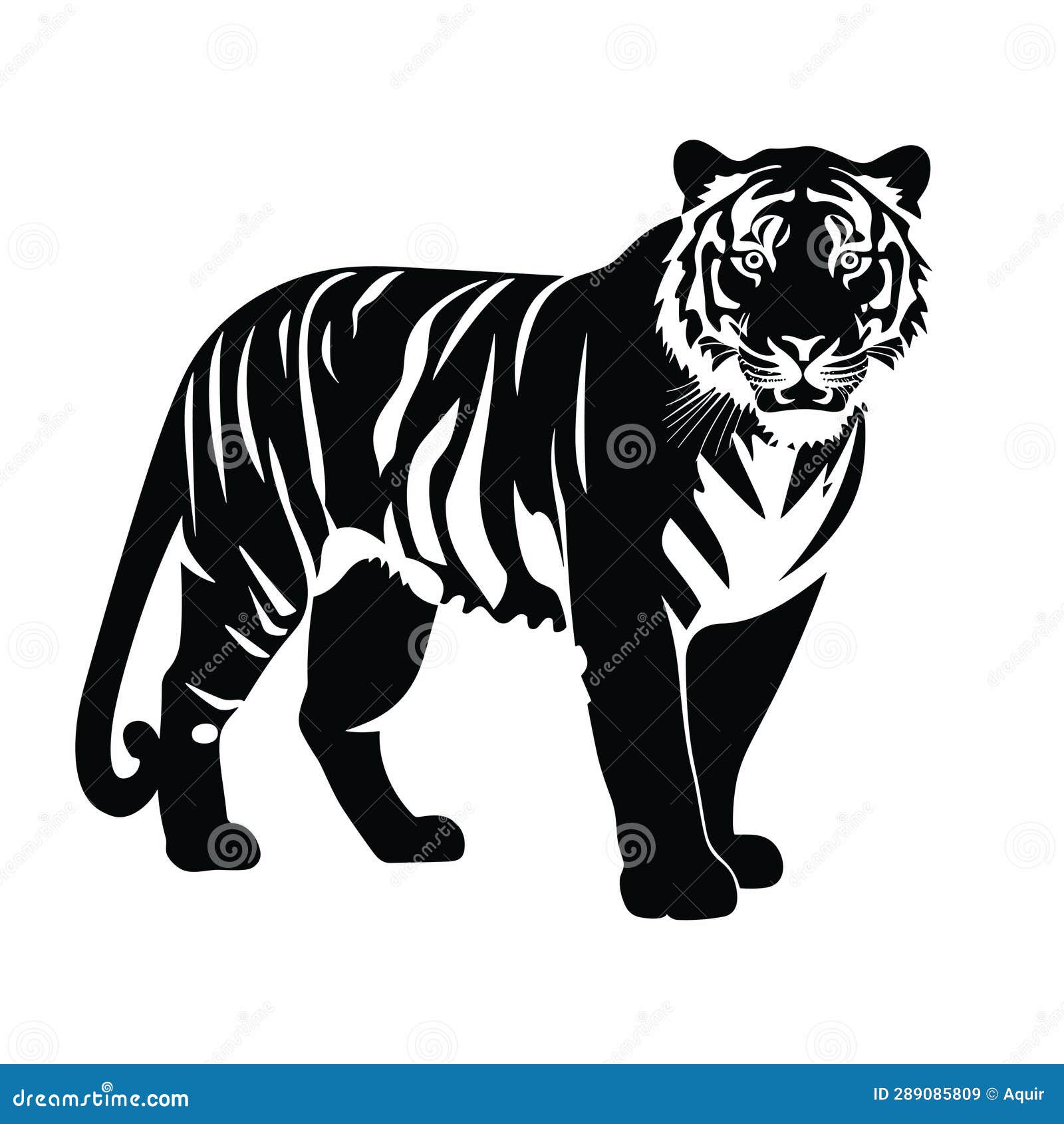 Tiger Black Icon On White Background. Tiger Silhouette Cartoon Vector ...