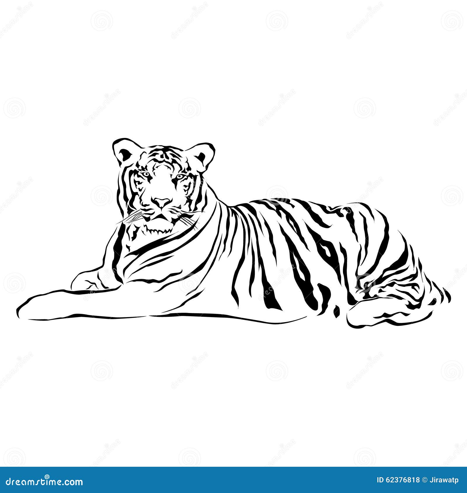 Tiger Sitting, Black and White, Vector Stock Vector - Illustration of ...
