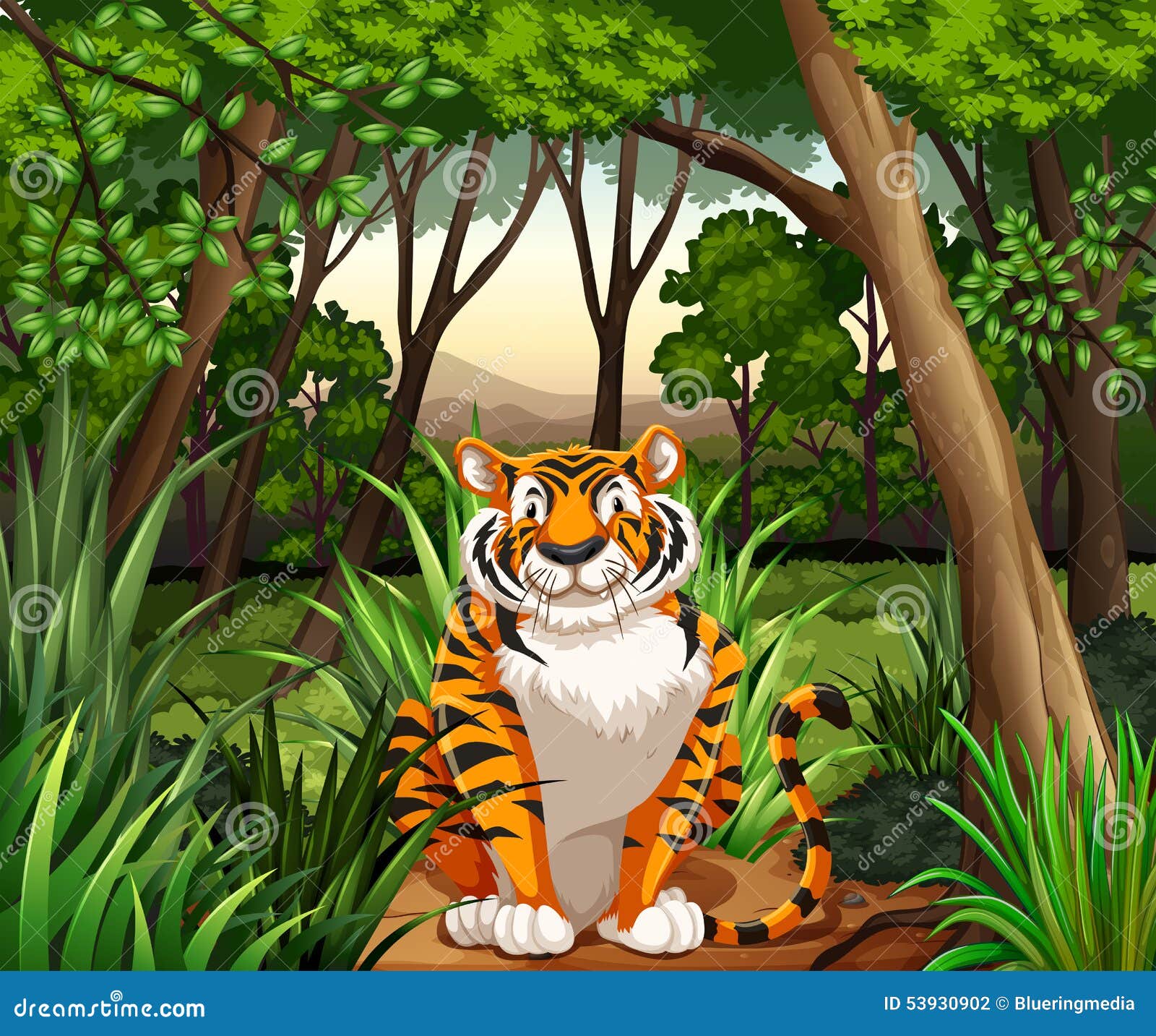 Tiger stock vector. Illustration of cartoon, scenery - 53930902