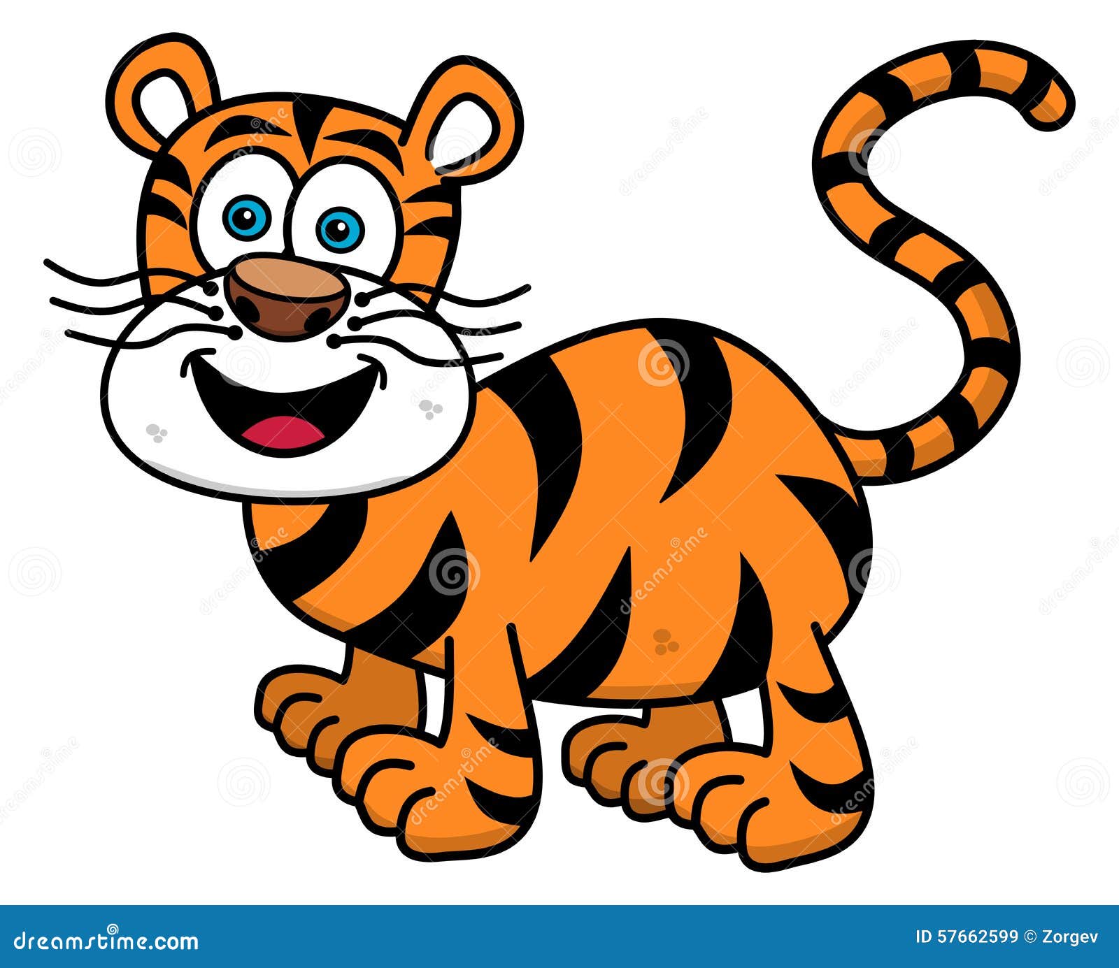 A Tiger Smiling For Coloring Stock Illustration | CartoonDealer.com ...