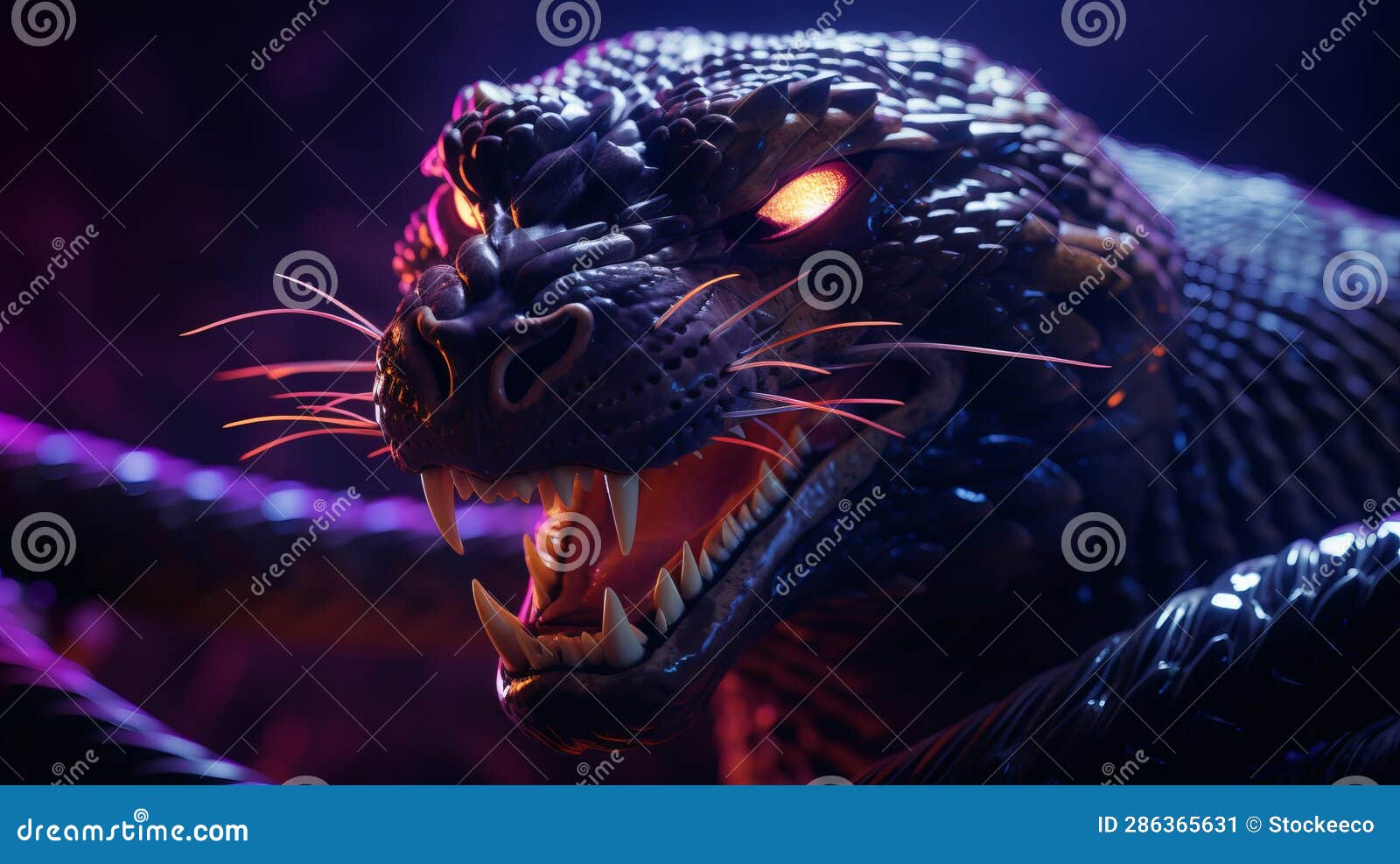 Neon Tiger Snake: Darkcore Minimalist Image with Dramatic Lighting ...