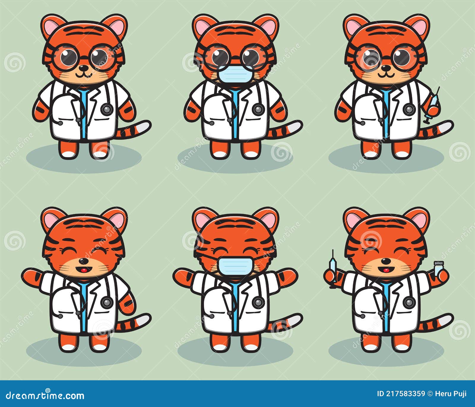 Vector Illustration of Cute Tiger Doctor Cartoon. Stock Vector ...