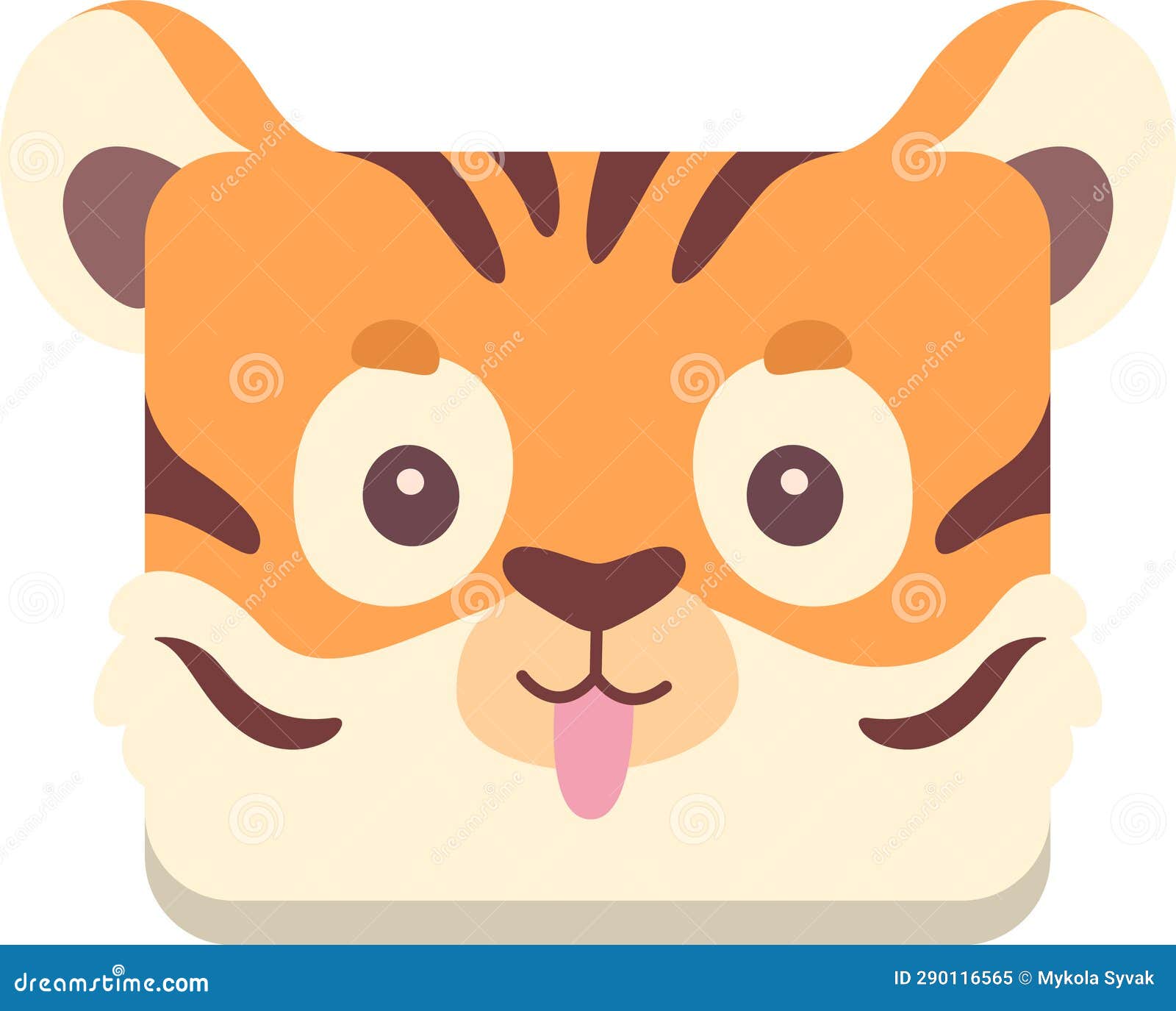Tiger Square Face stock illustration. Illustration of cute - 290116565