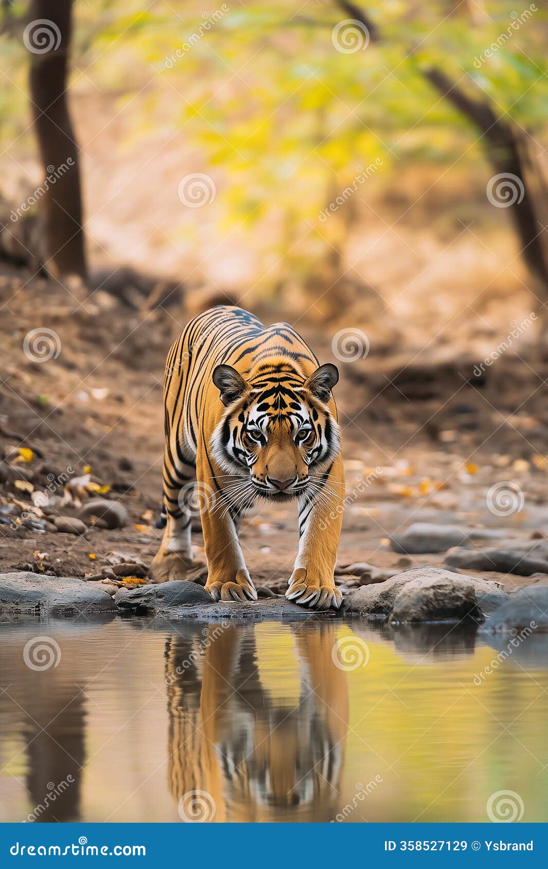 Tiger Standing by Pool of Water in a Nature Reserve. Stock Image ...