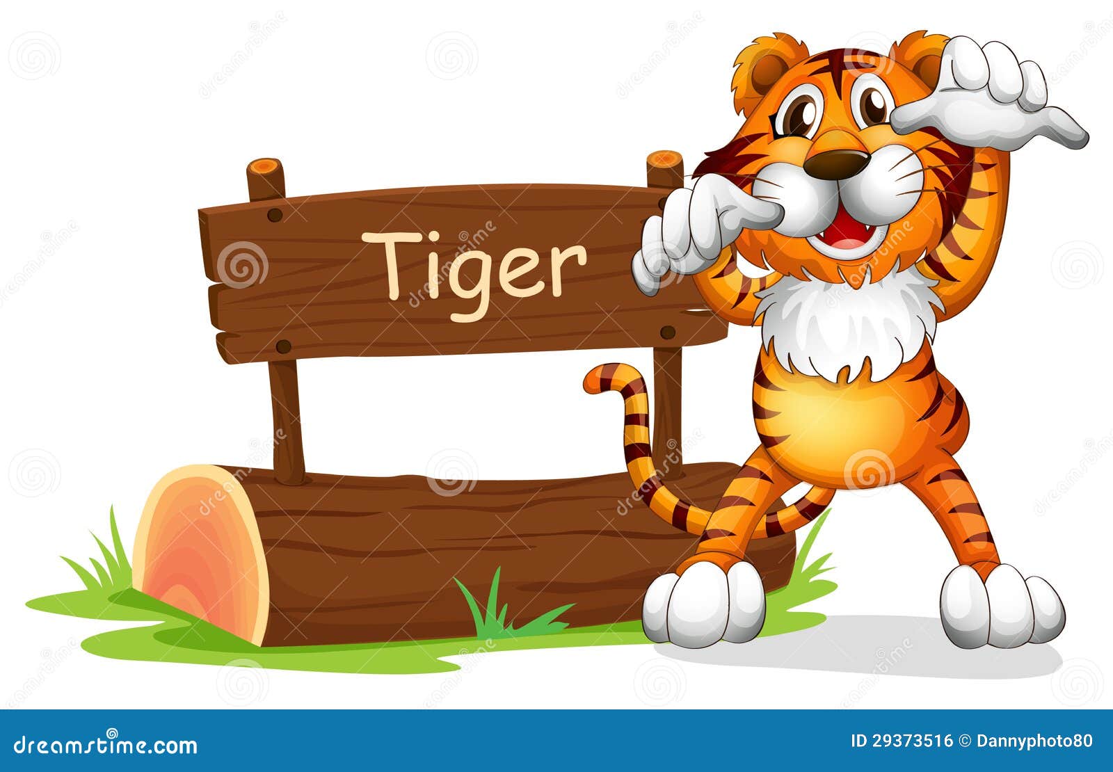A Tiger Standing at the Right Side of a Sign Board Stock Illustration ...