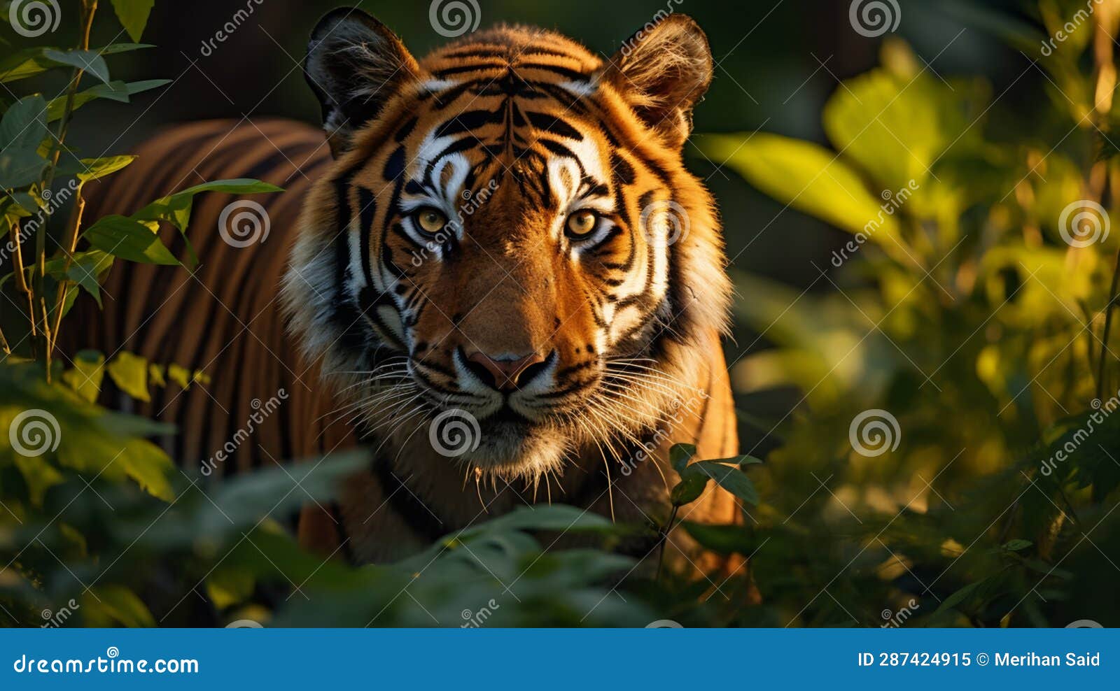 Tiger Standing Tall Amidst a Dense Jungle, AI Generative Stock ...